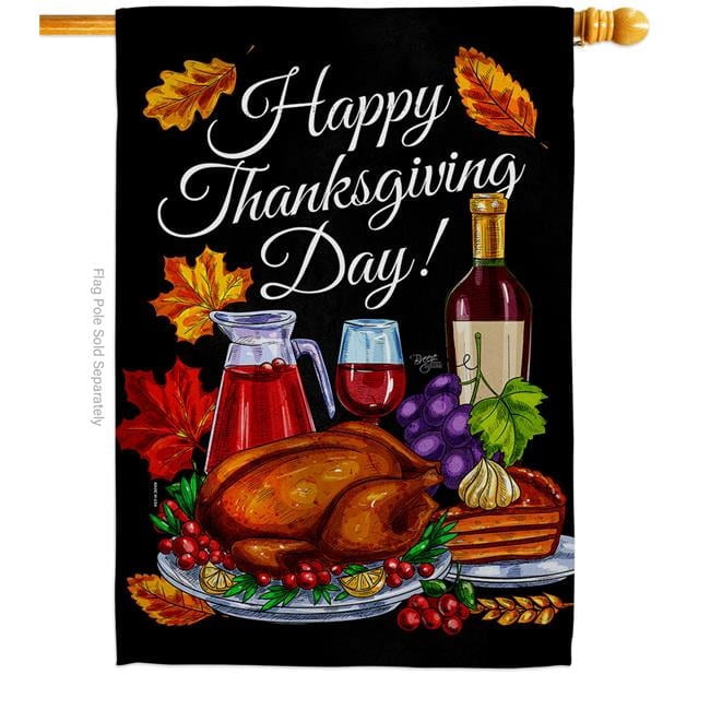 Breeze Decor H113104-BO 28 x 40 in. Thanksgiving Dinner House Flag with ...