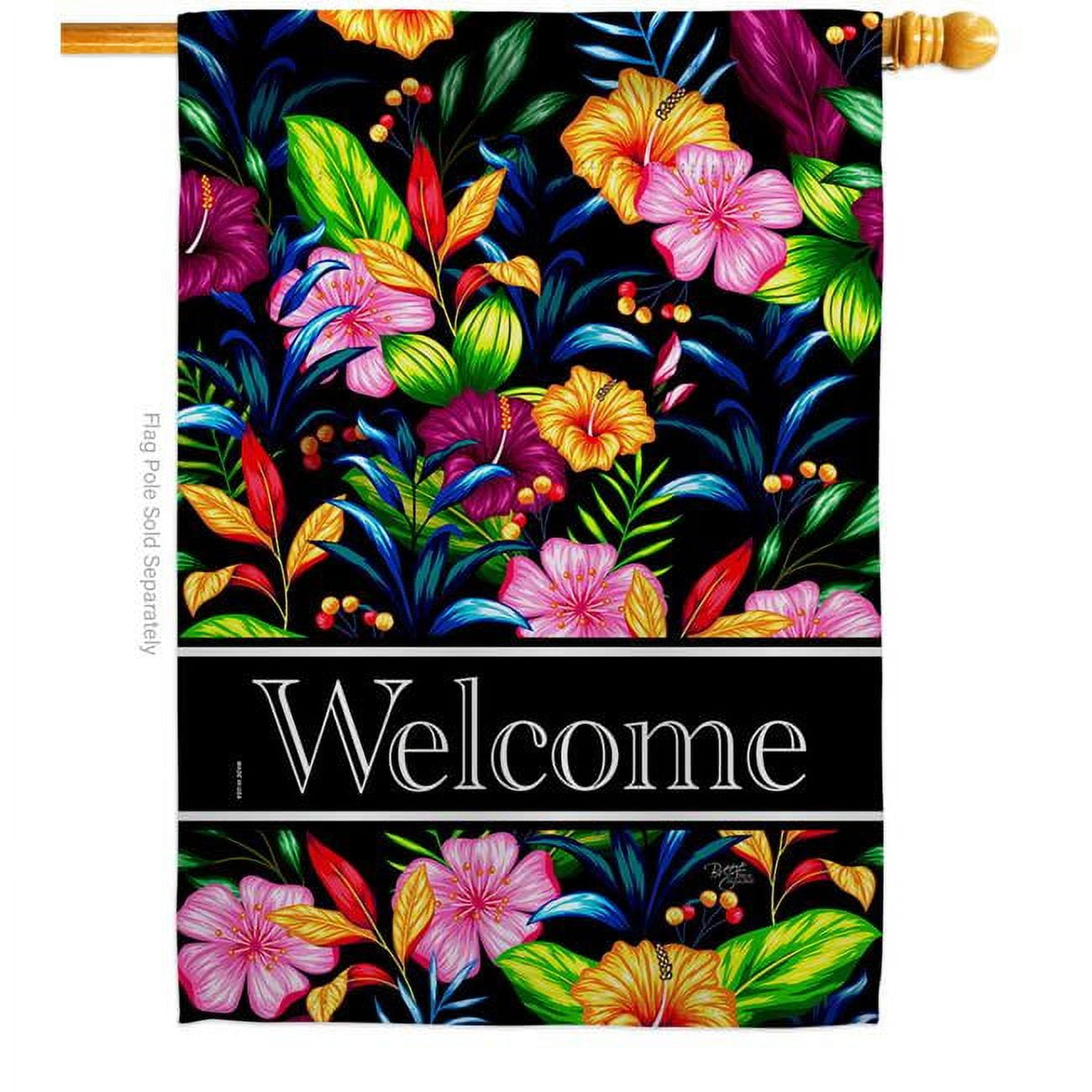 Breeze Decor H120012-BO Tropical Welcome Floral Double-Sided Garden ...