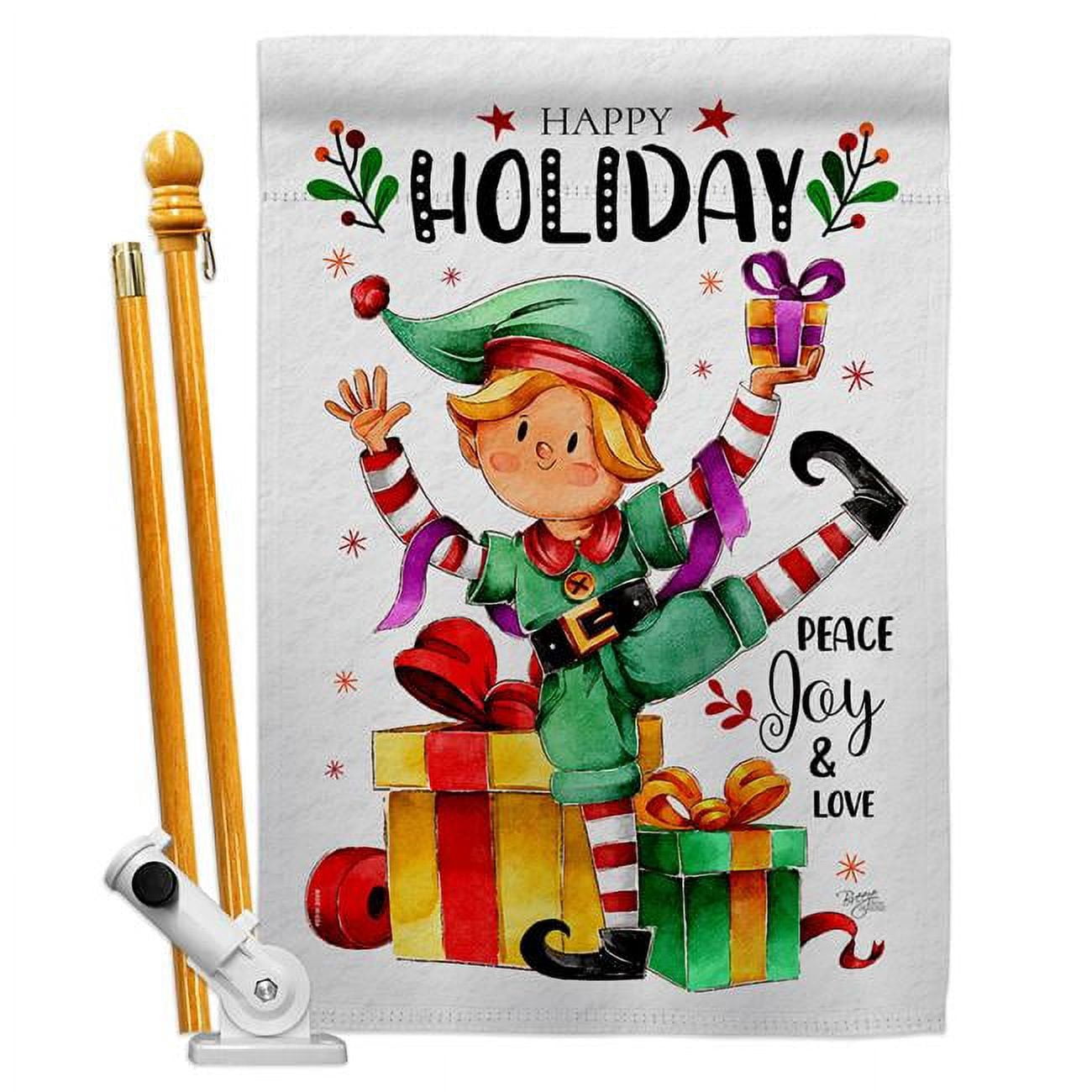 Breeze Decor HS120019-BO 28 x 40 in. Elf Holiday House Flag Set ...