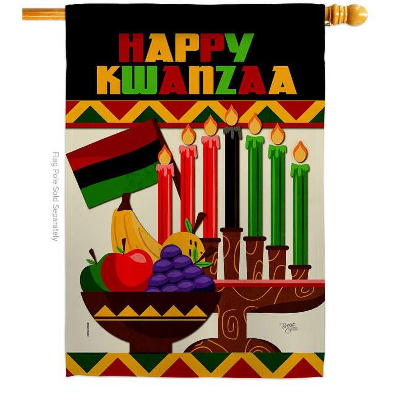 Breeze Decor Happy Kwanzaa African House Flag Winter 28 x 40 in. Double ...