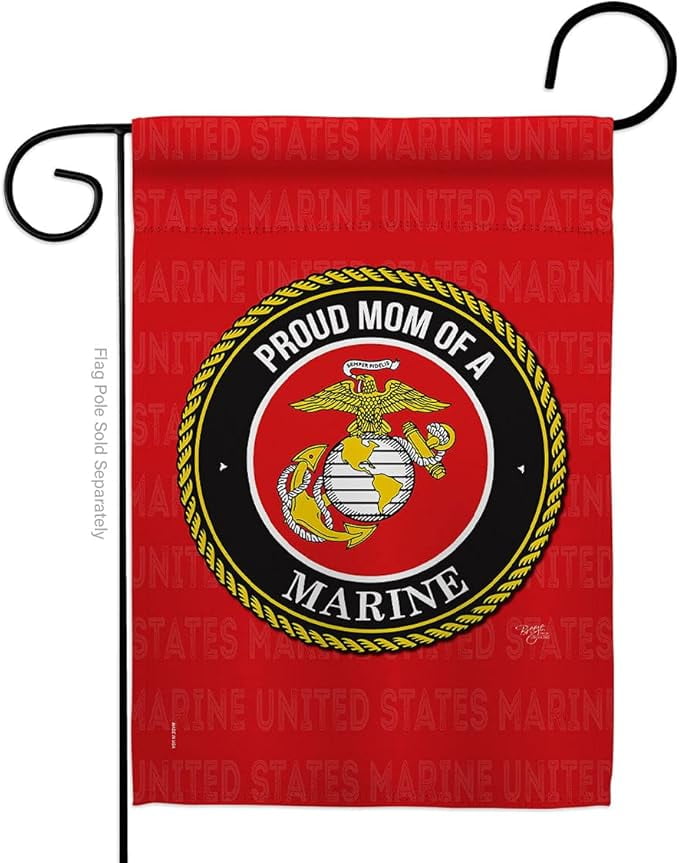 Breeze Decor Proud Mom Garden Flag Armed Forces Marine Corps USMC ...