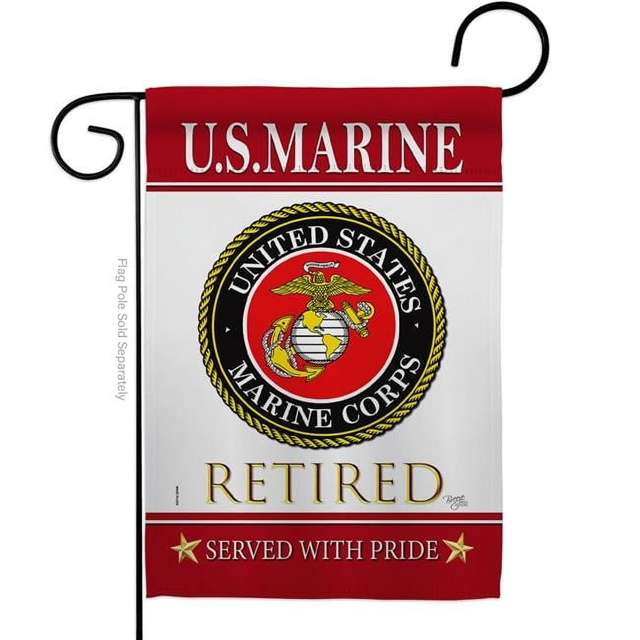 Breeze Decor US Marine Retired Garden Flag Armed Forces Corps 13 x 18.5 ...