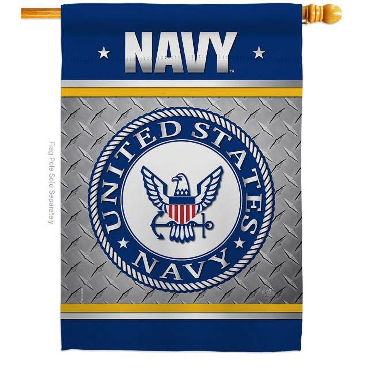 Breeze Decor US Navy House Flag Armed Forces 28 x 40 in. Double-Sided ...