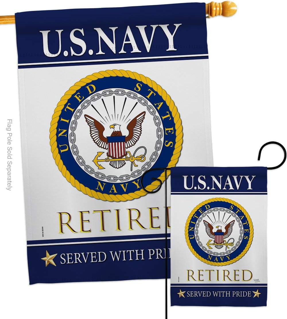 Breeze Decor US Navy Retired Garden House Flags Set Armed Forces USN ...