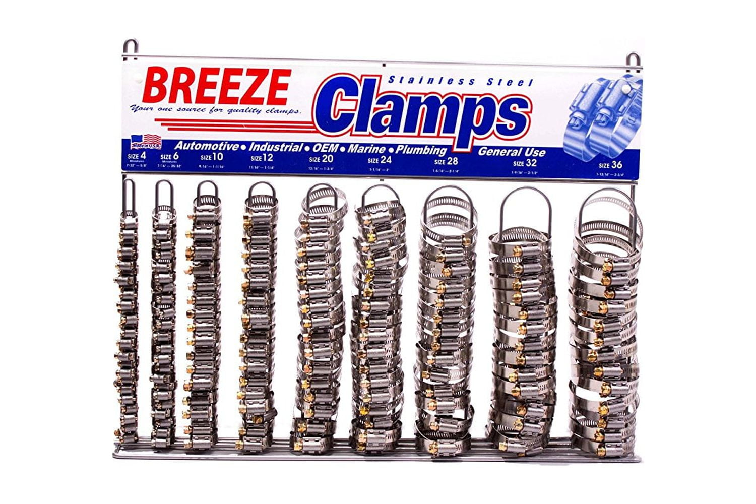 Breeze Hose Clamp Display Assortment, Contains: 200 assorted Automotive ...