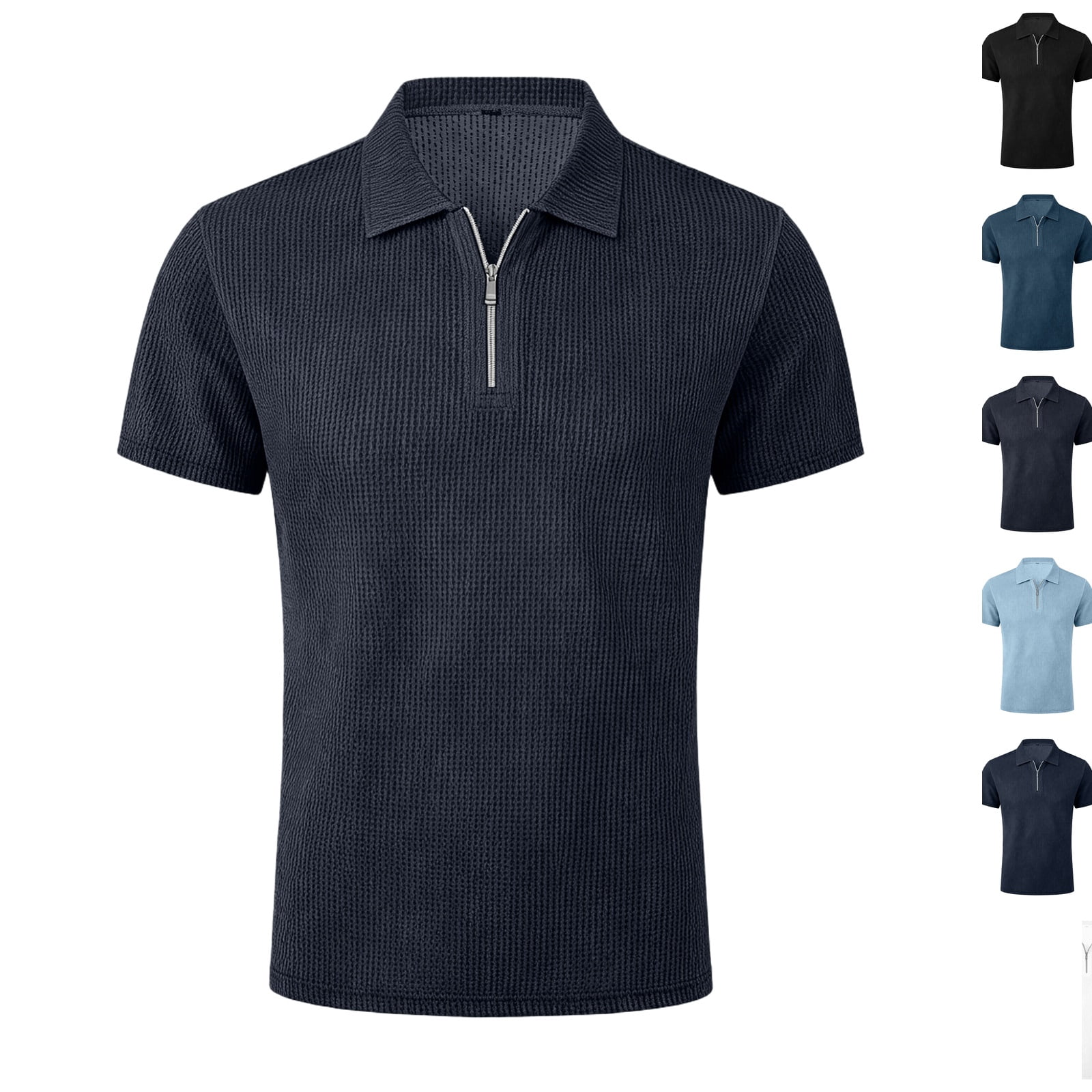 Breeze Polo Shirts for Men Ice Silk Quick Dry Textured Mesh Half-Zip ...