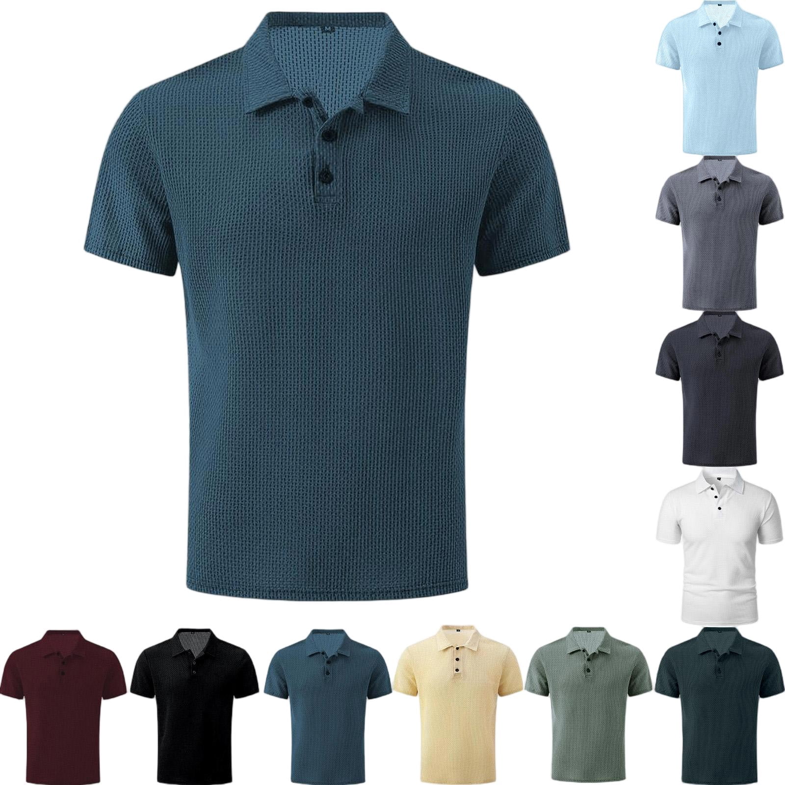 Breeze Polo Shirts for Men Short Sleeve Collared Golf T Shirts Textured ...