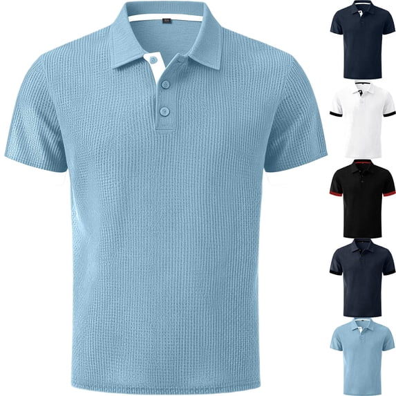 Breeze Polo Shirts for Men Short Sleeve Henley Collared Textured Tees ...