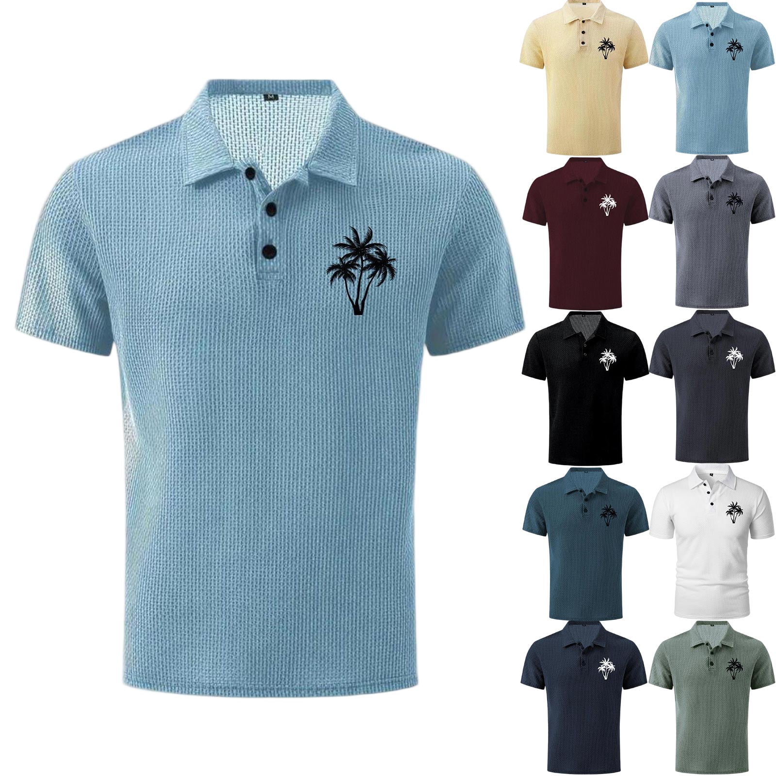 Breeze Polo Shirts for Men Short Sleeve Henley Waffle T Shirts Hawaiian ...