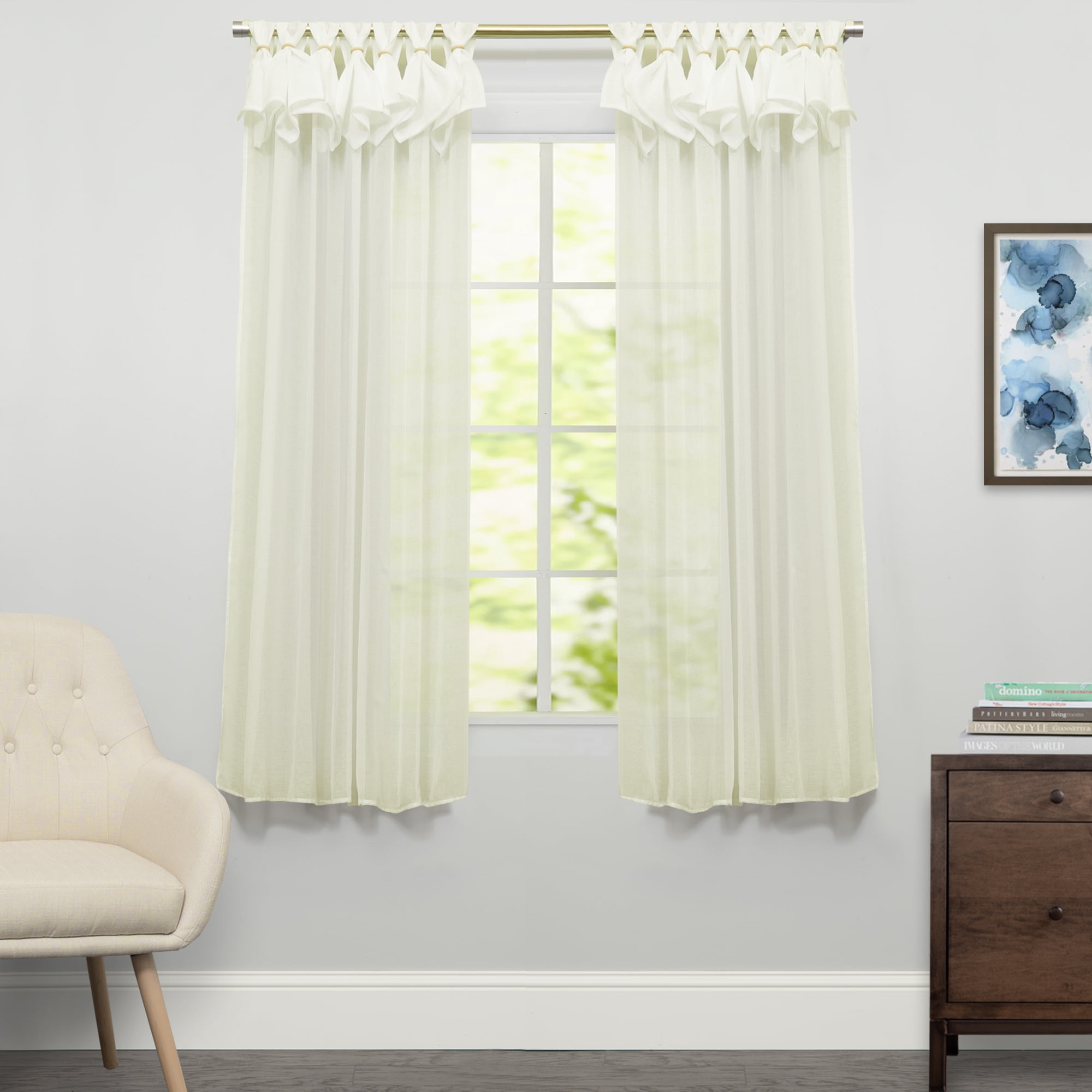 Breeze Semi Sheer Window Curtain Single Panel 63"x54" - Walmart.com