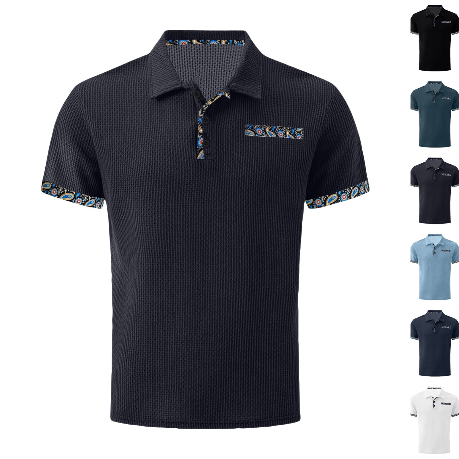 Breeze Shirts for Men Beer Belly Short Sleeve Textured Polo Shirts Big ...
