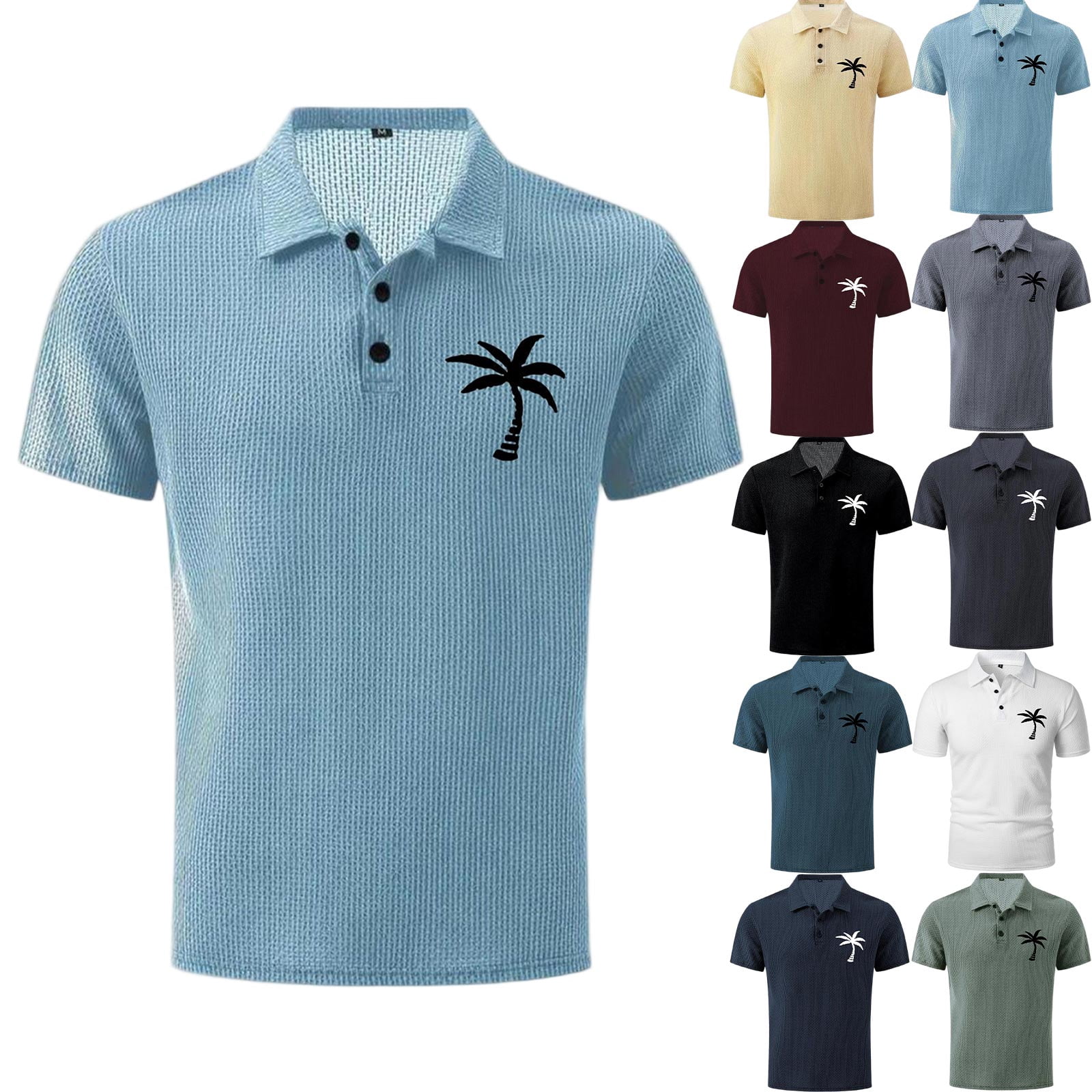 Breeze Shirts for Men Short Sleeve Button Up Waffle Polo Shirts ...