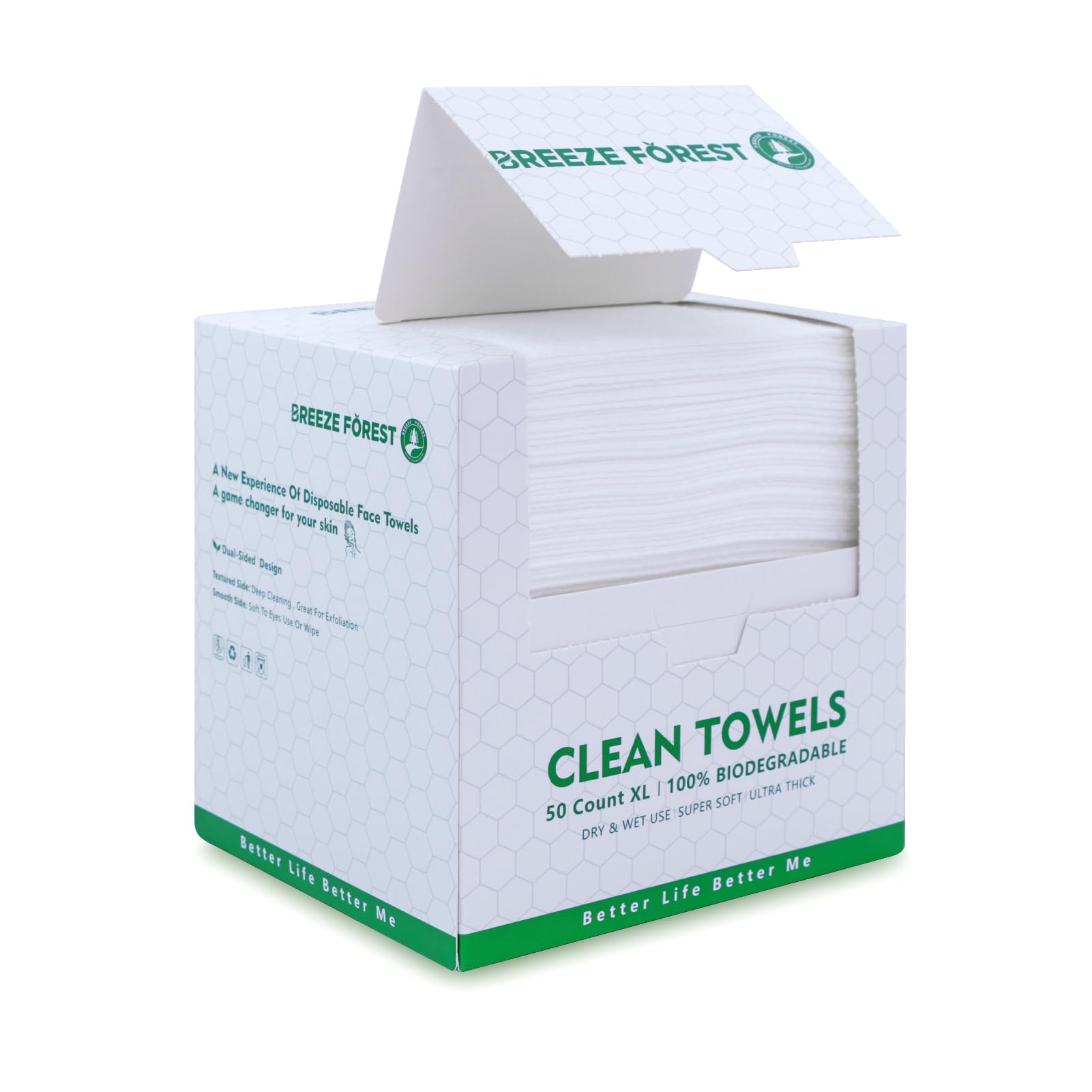 Breeze forest Disposable Face Towel XL, AIS1 50 Pcs Ultra Soft ...