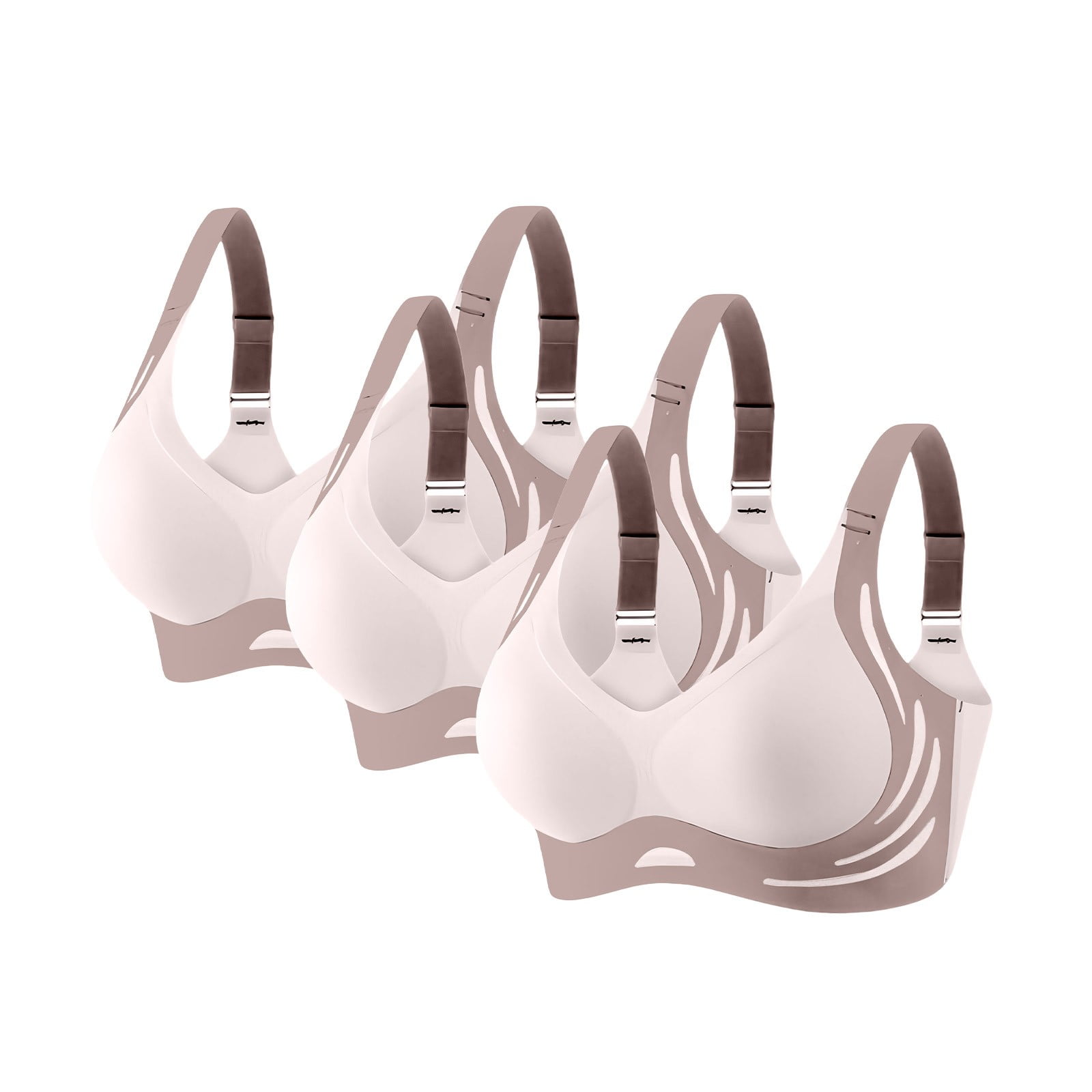 Breezora 3 Pack Non Wire Bras for Women Full Coverage Support Wireless ...