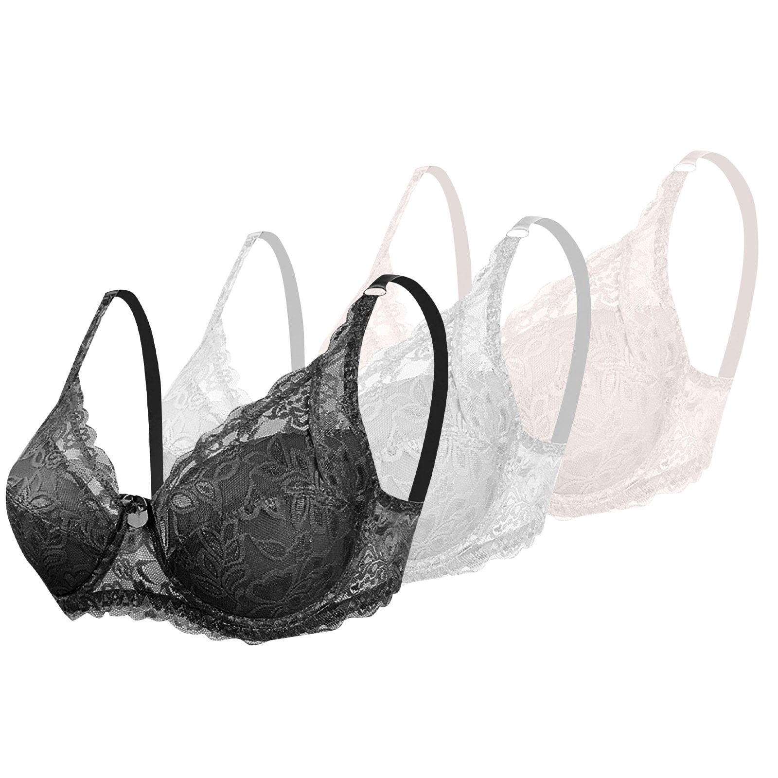 Breezora 3 Piece Seamless Wireless Bra Set for Women Side Support Full ...