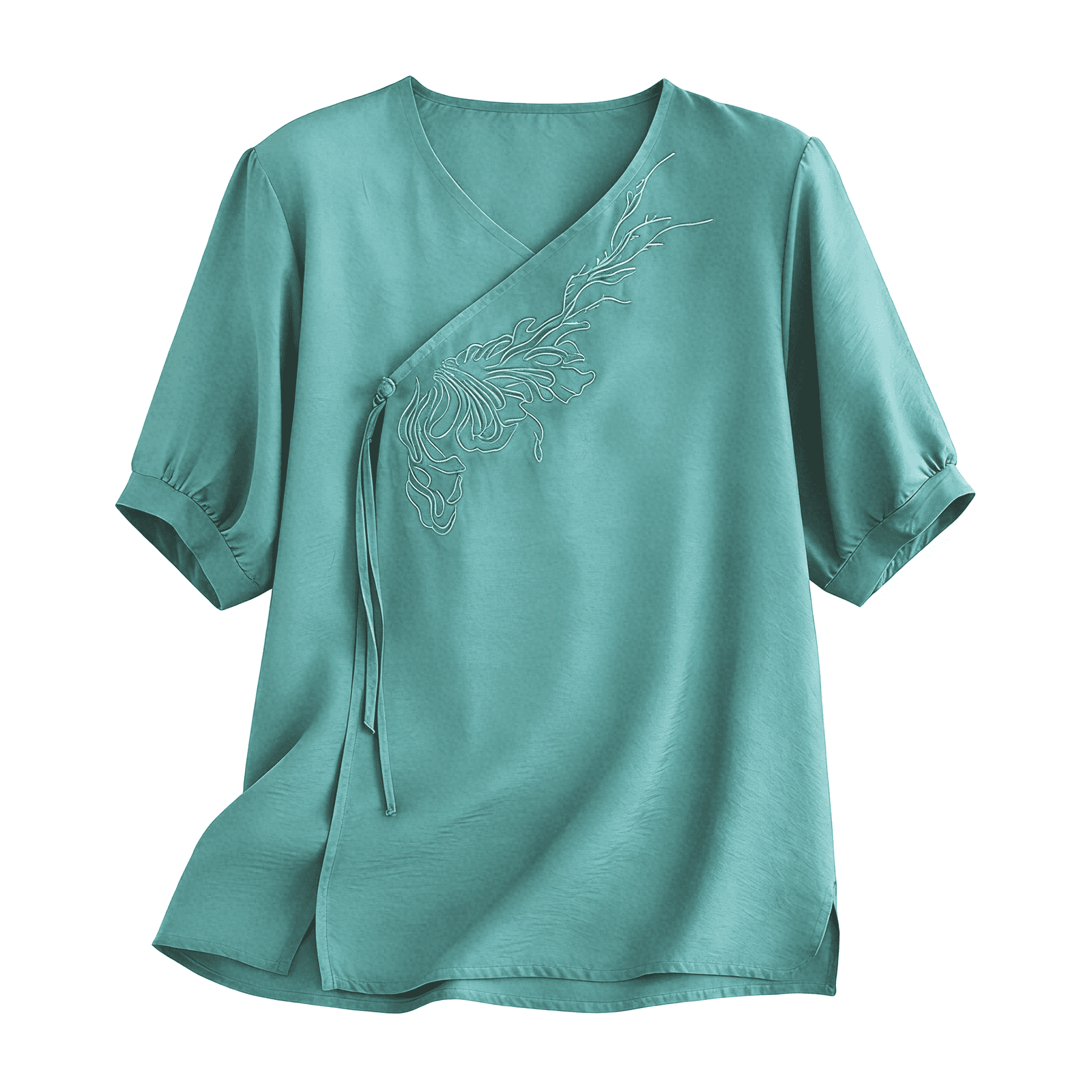 Breezora Casual Embroidered Linen Blend Tee for Women Short Sleeve ...