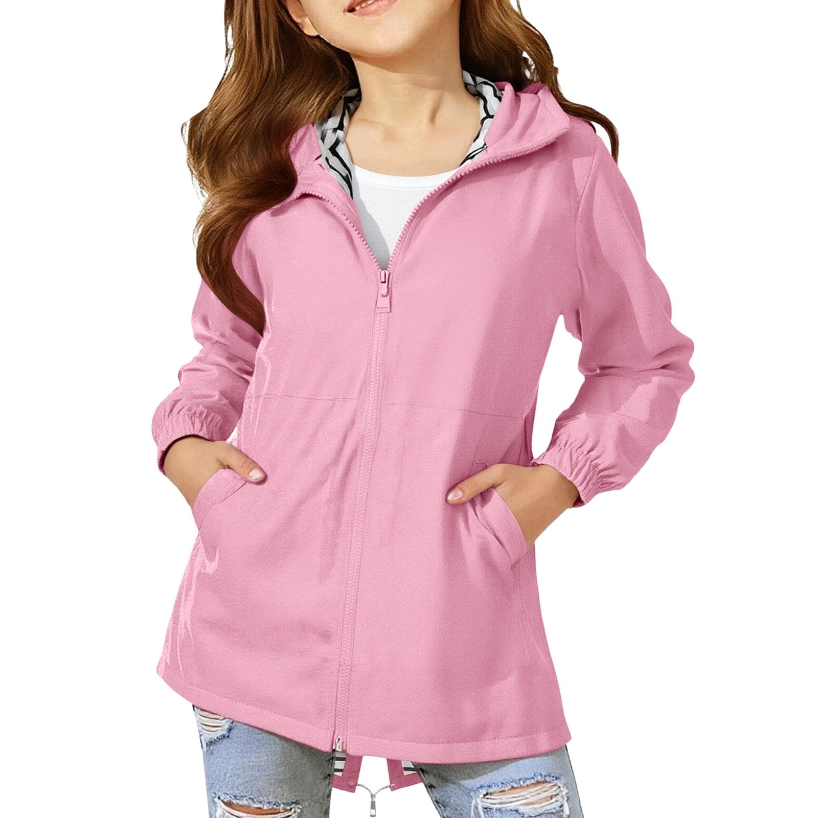 Breezora Children Wind Resistant Jacket with Zip Pockets Lightweight ...