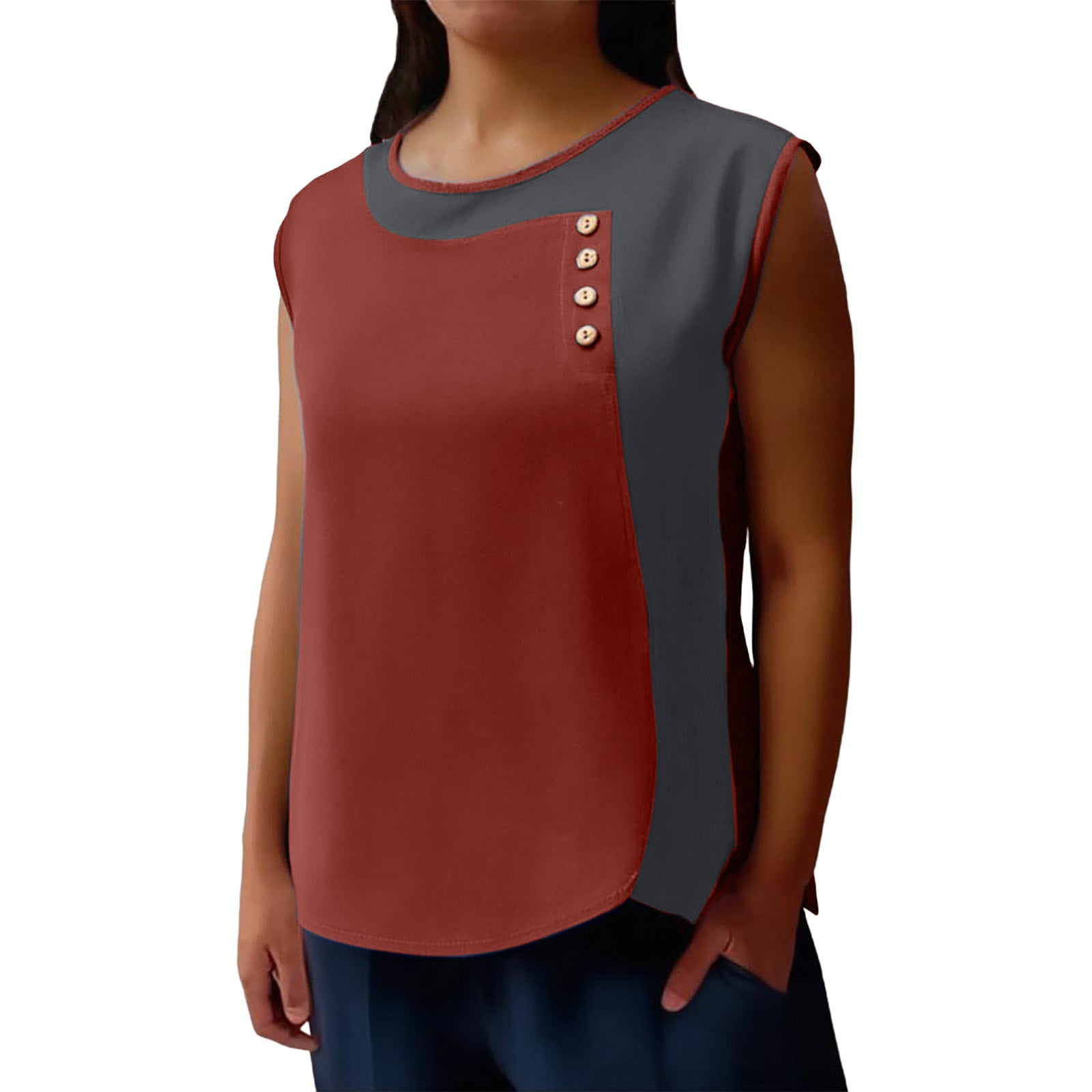 Breezora Color Block Women's Relaxed Fit Tshirt Flattering Concealing ...