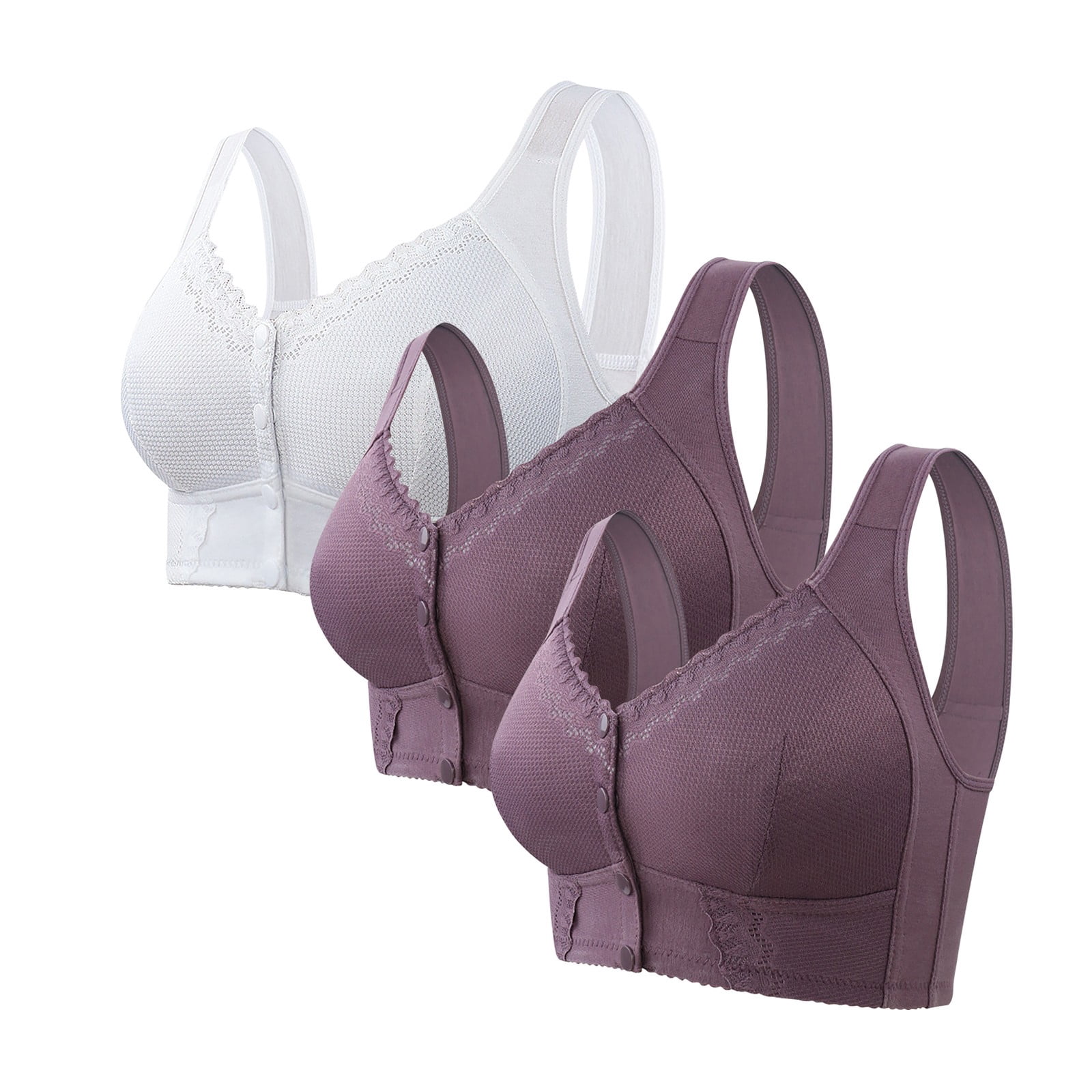 Breezora Comfort Front Hook Bra for Mature Women Wireless Support ...