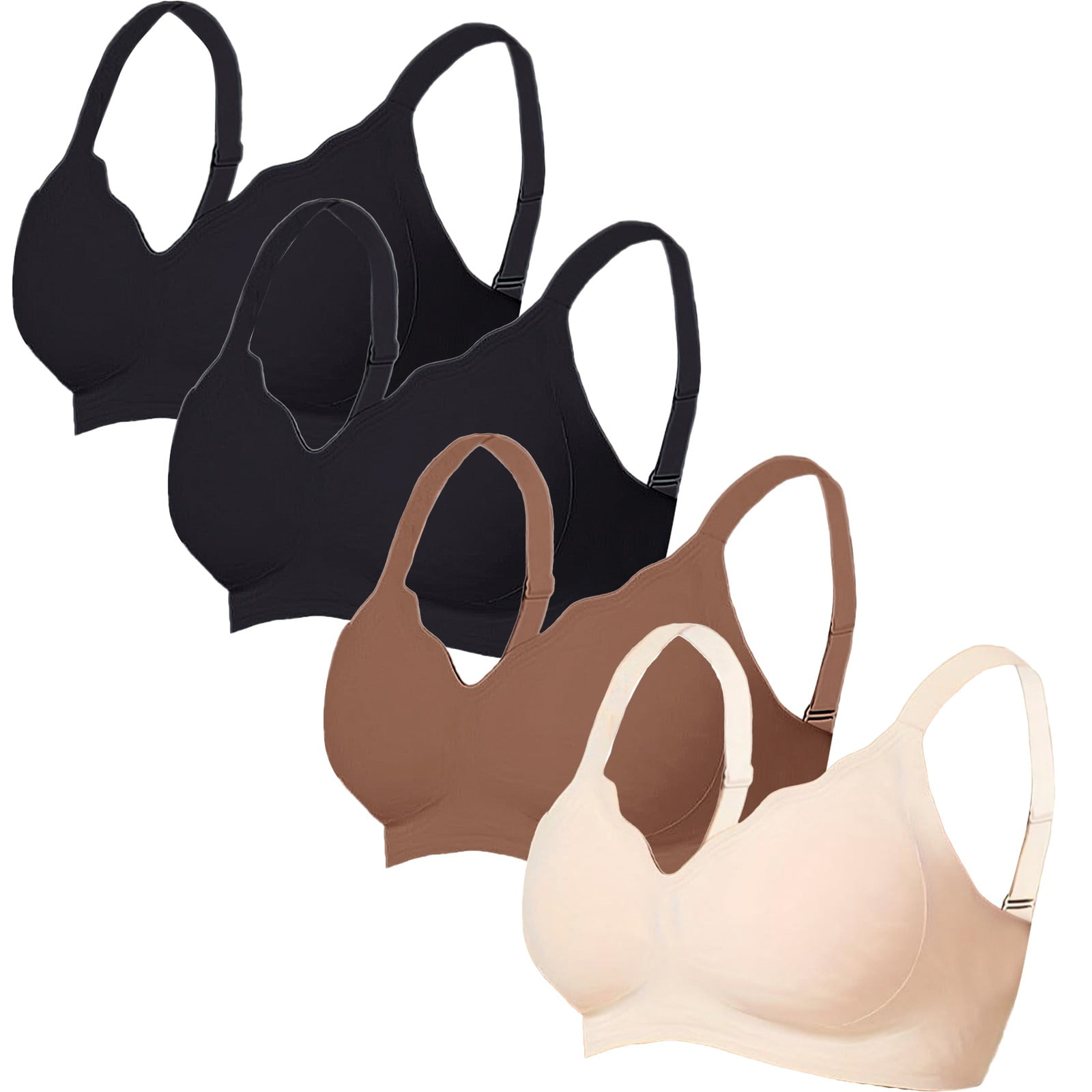 Breezora Comfort Wireless Bras for Women Full Coverage Seamless Soft ...