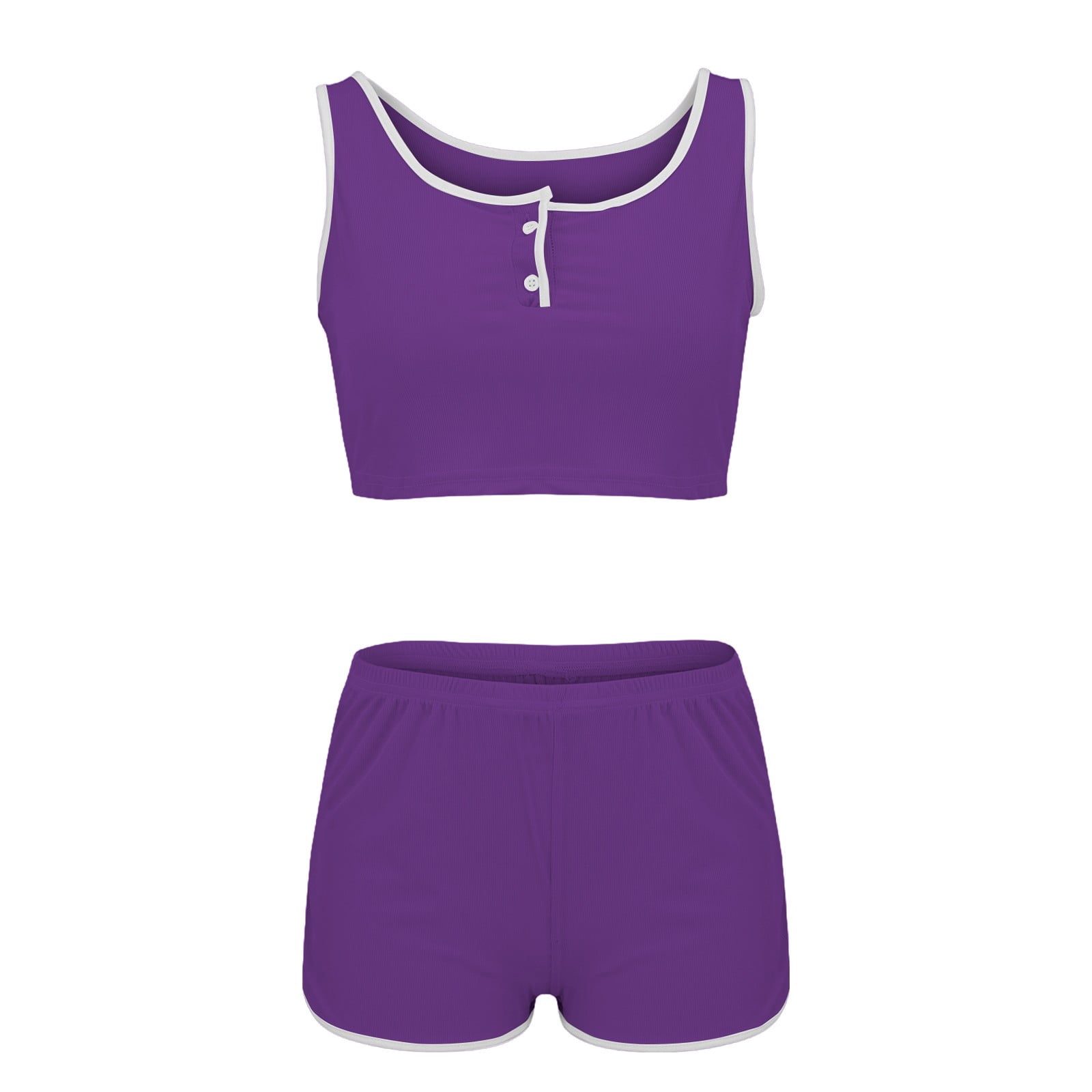 Breezora Cropped Tank Top Set with High Waist Shorts Women's Summer ...
