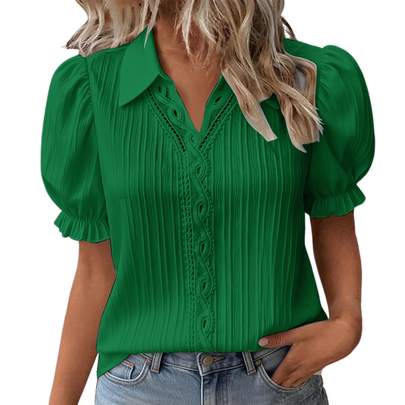 Breezora Elegant Puff Sleeve Blouse for Women Evening Square Neck or V ...