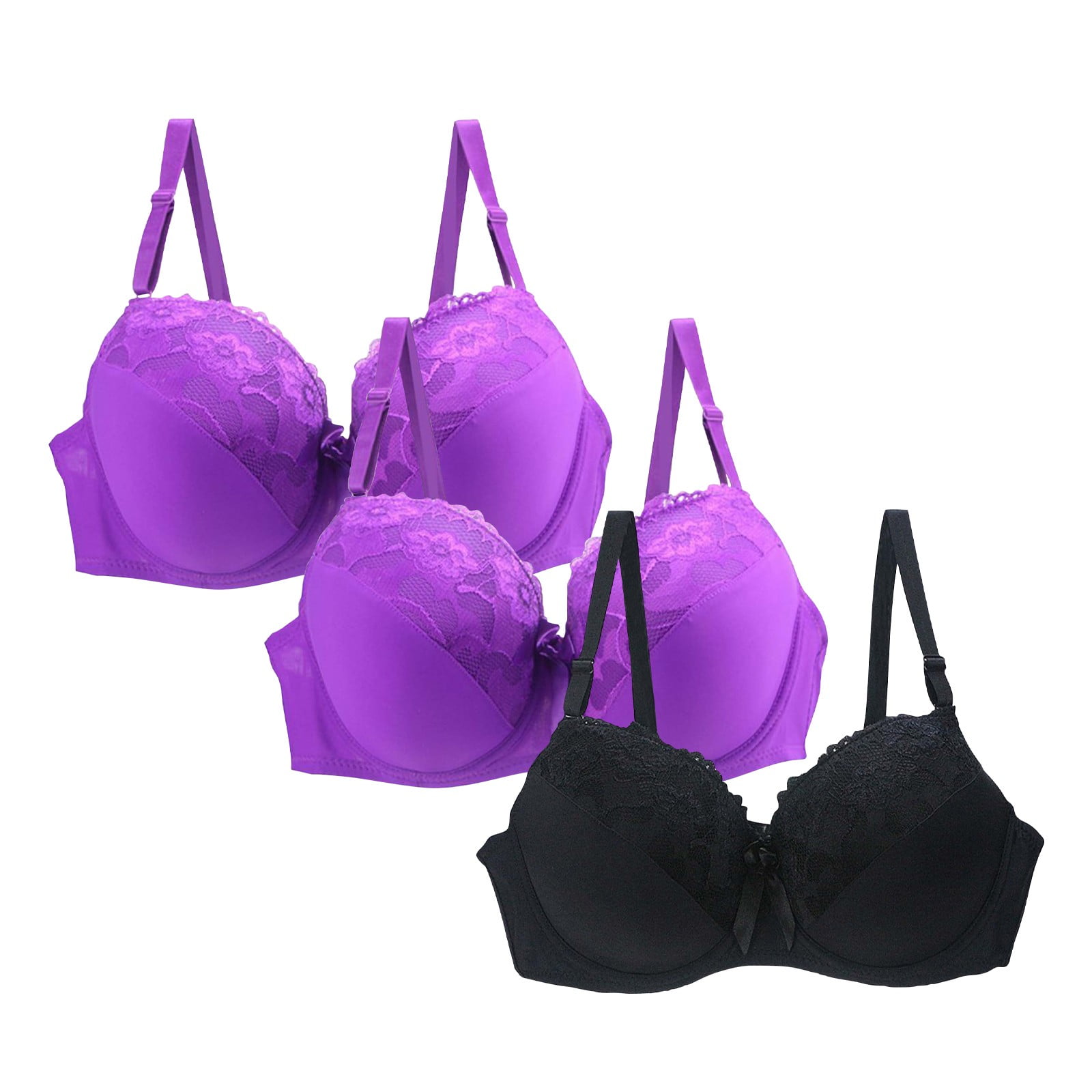 Breezora Lace Trim Comfort Bra for Women Wireless Full Coverage ...