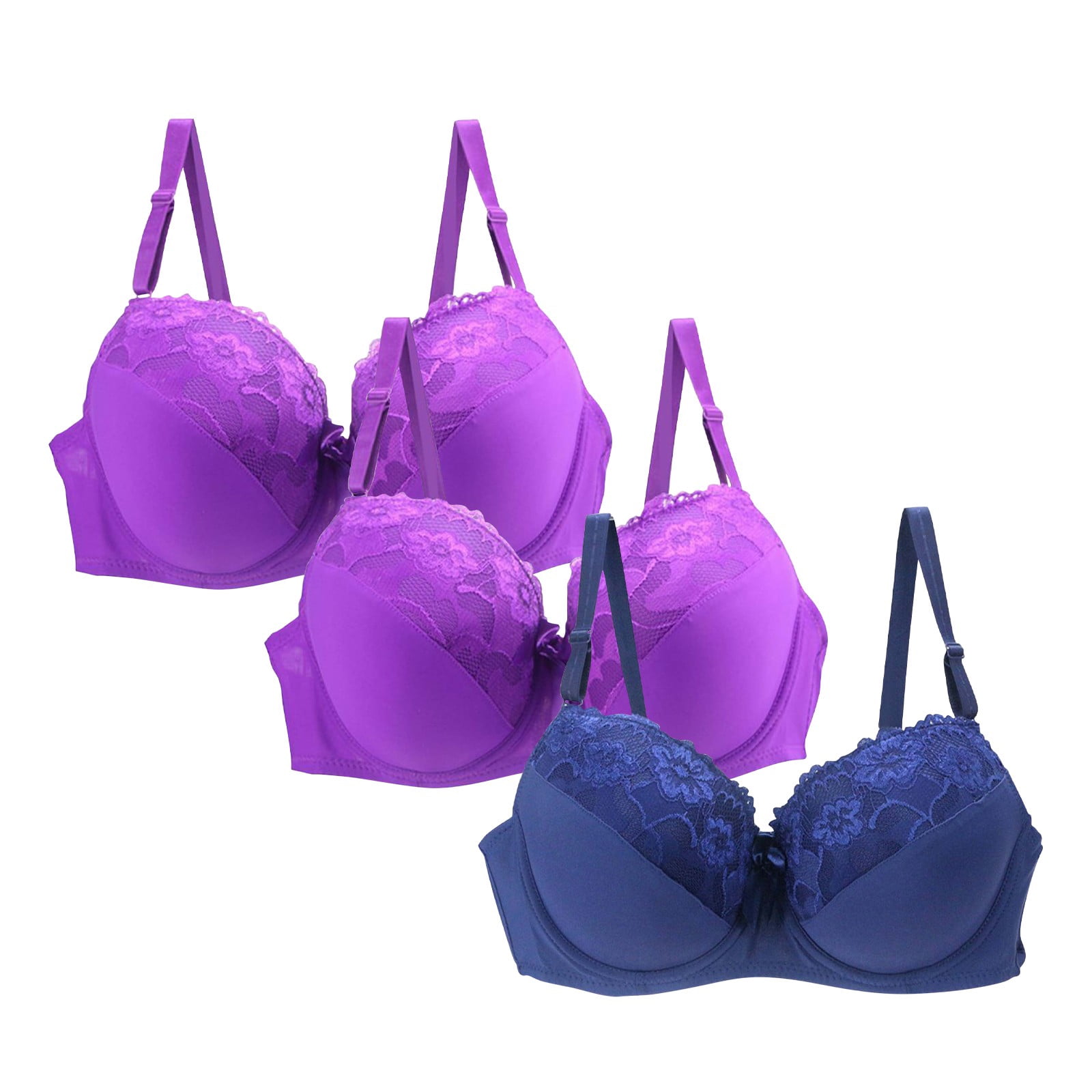 Breezora Lace Trim Comfort Bra for Women Wireless Full Coverage ...