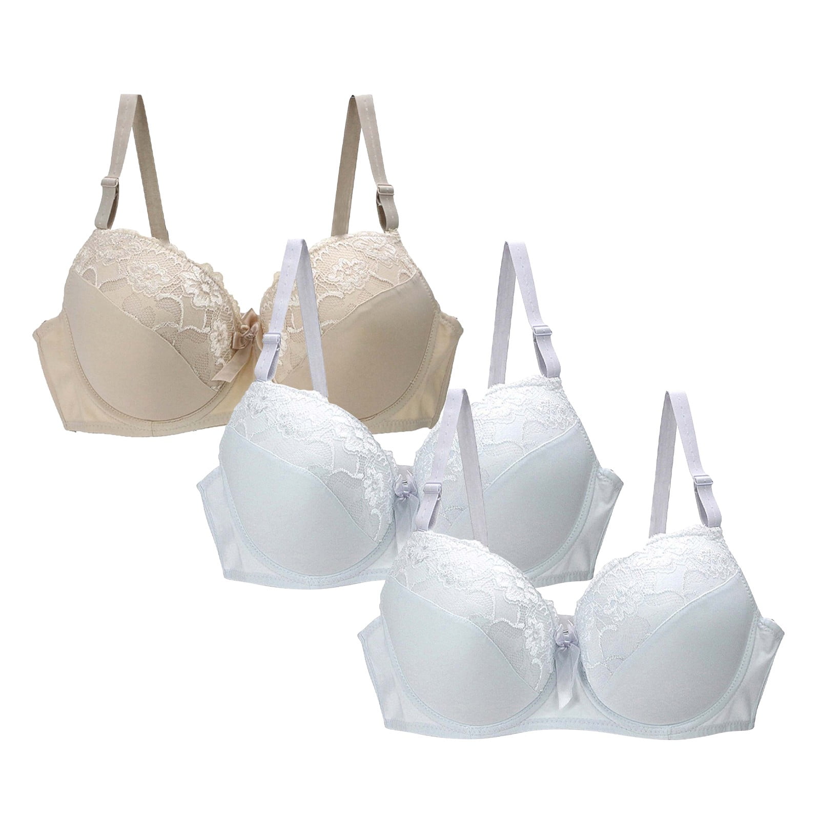 Breezora Lace Trim Comfort Bra for Women Wireless Full Coverage ...