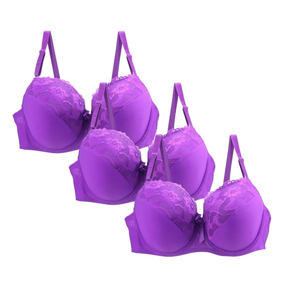 Breezora Lace Trim Comfort Bra for Women Wireless Full Coverage ...
