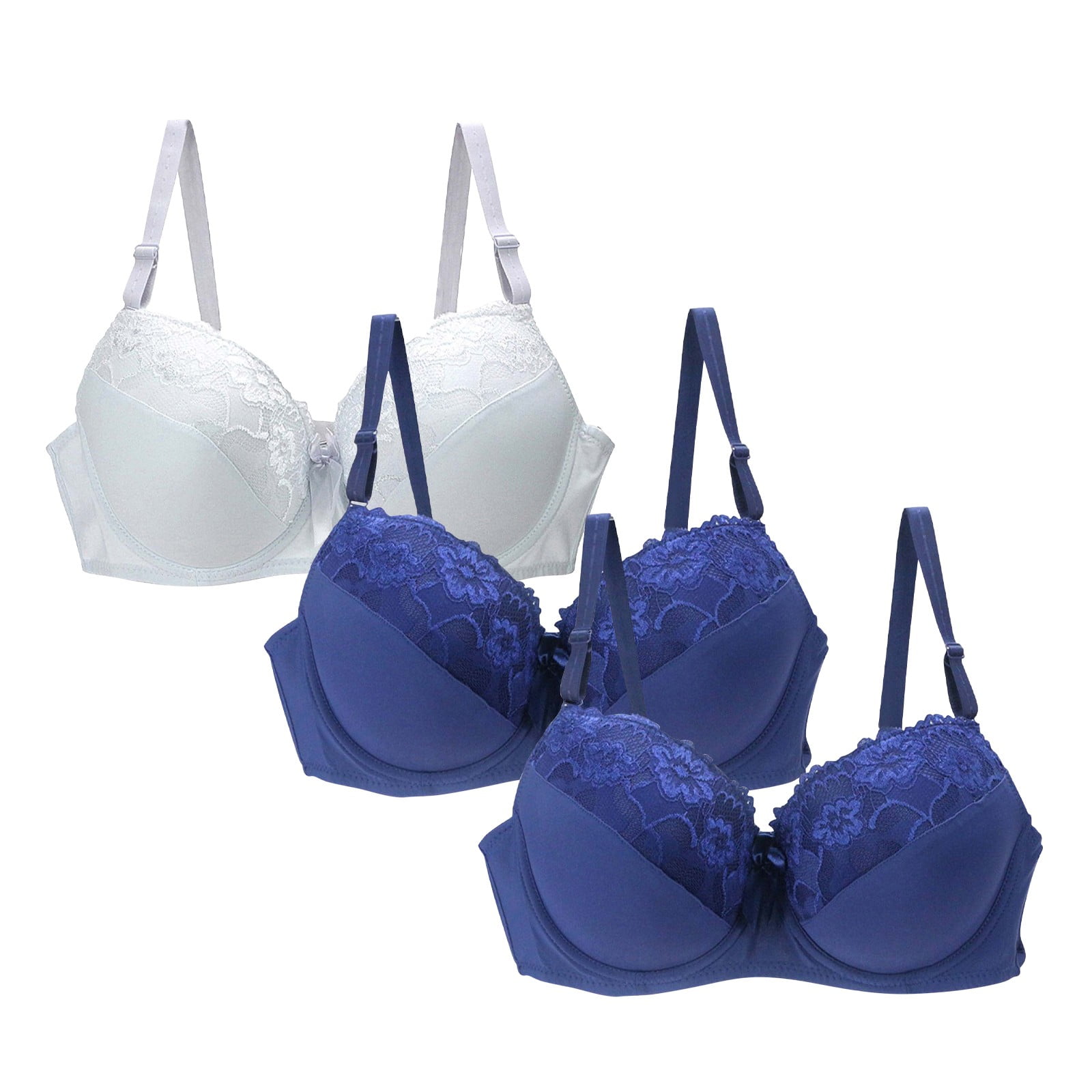 Breezora Lace Trim Comfort Bra for Women Wireless Full Coverage ...