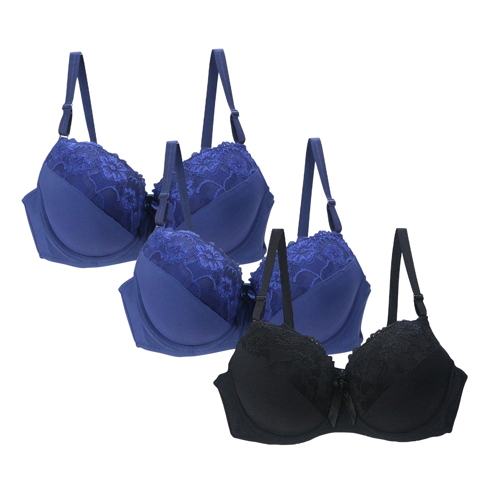 Breezora Lace Trim Comfort Bra for Women Wireless Full Coverage ...