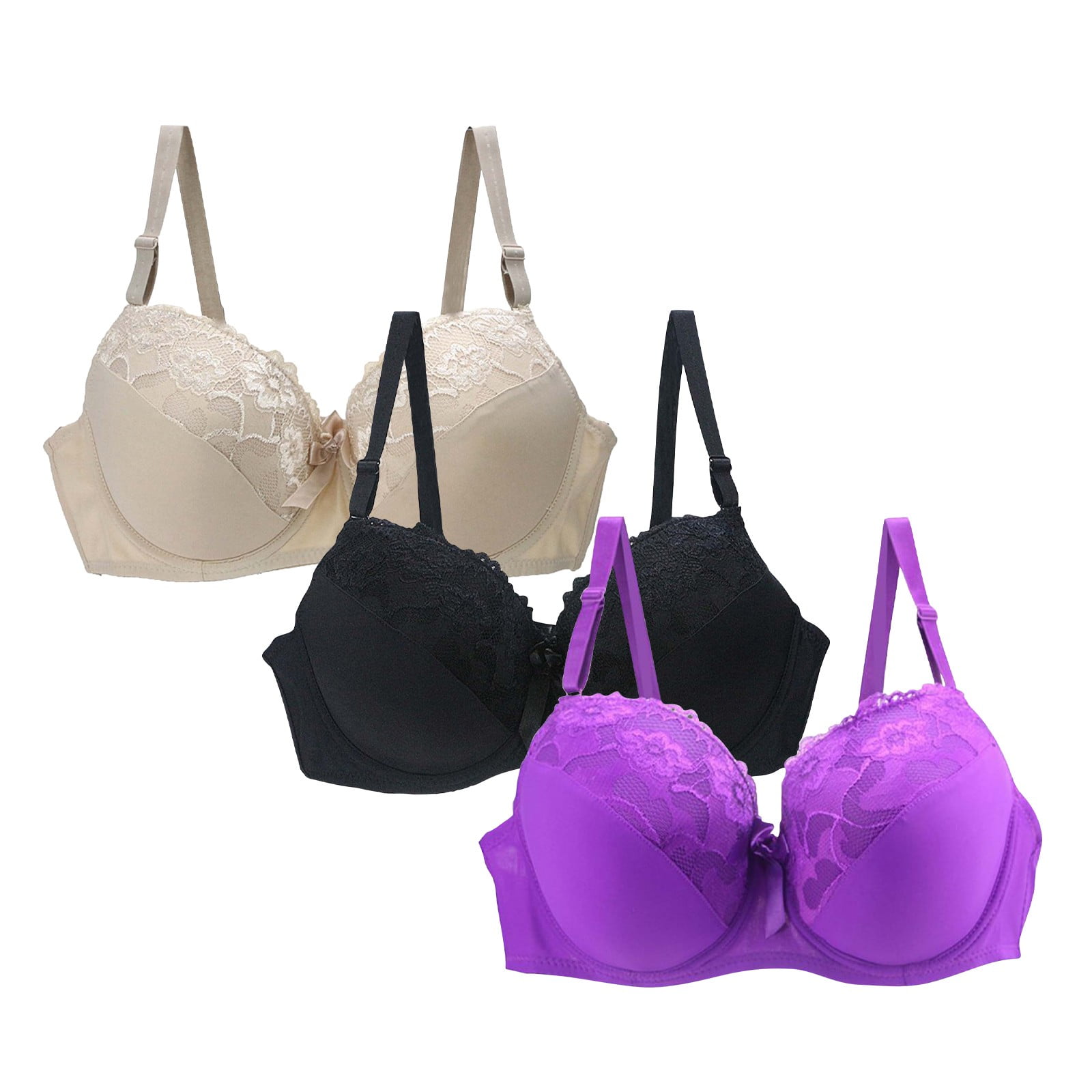 Breezora Lace Trim Comfort Bra for Women Wireless Full Coverage ...