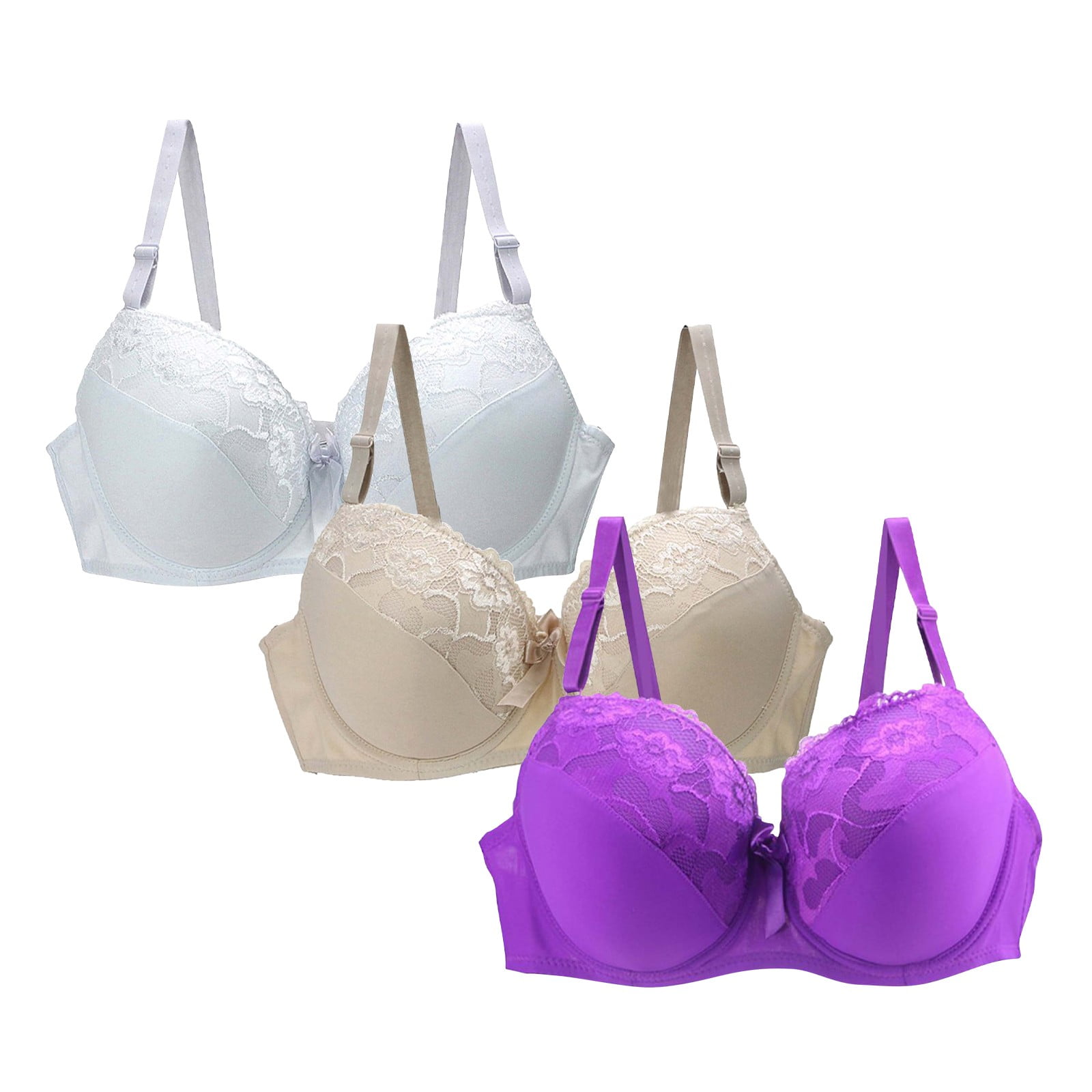 Breezora Lace Trim Comfort Bra for Women Wireless Full Coverage ...