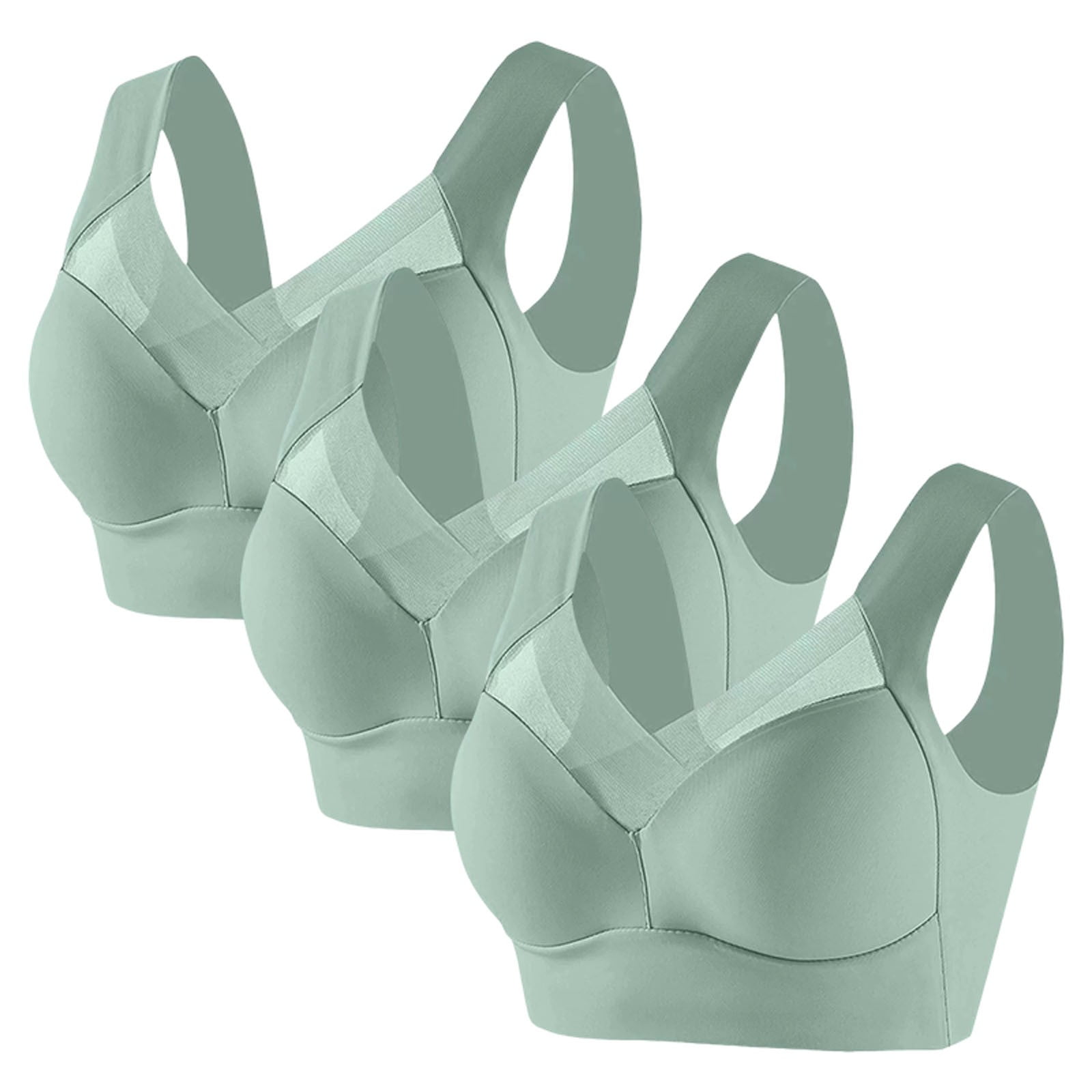 Breezora Lace Trim Wirefree Bra Set of 3 for Women Comfortable ...