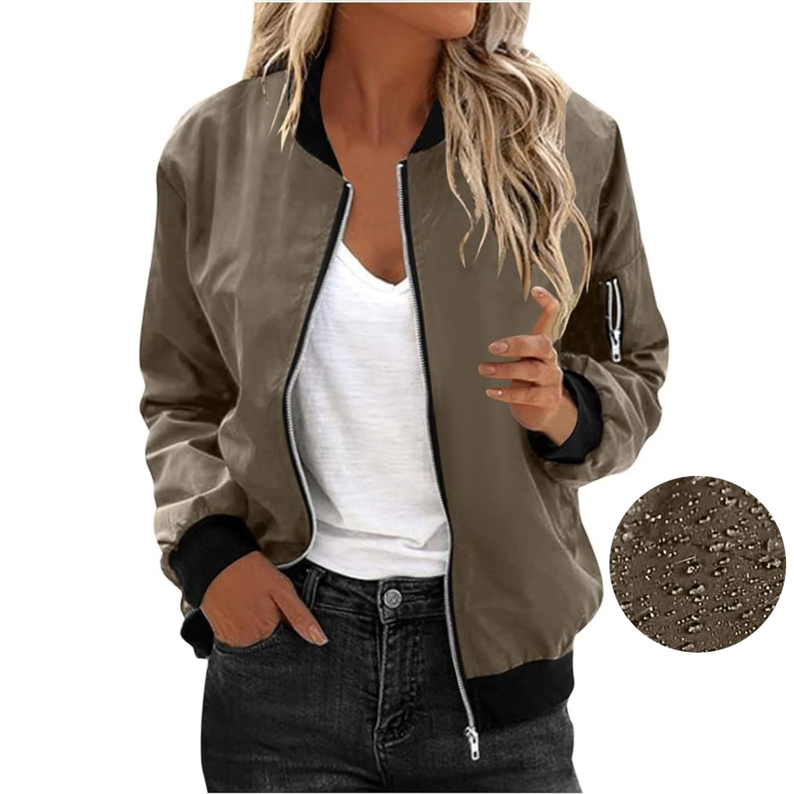 Breezora Lightweight Windproof Zip Up Jacket for Women Waterproof Fall ...