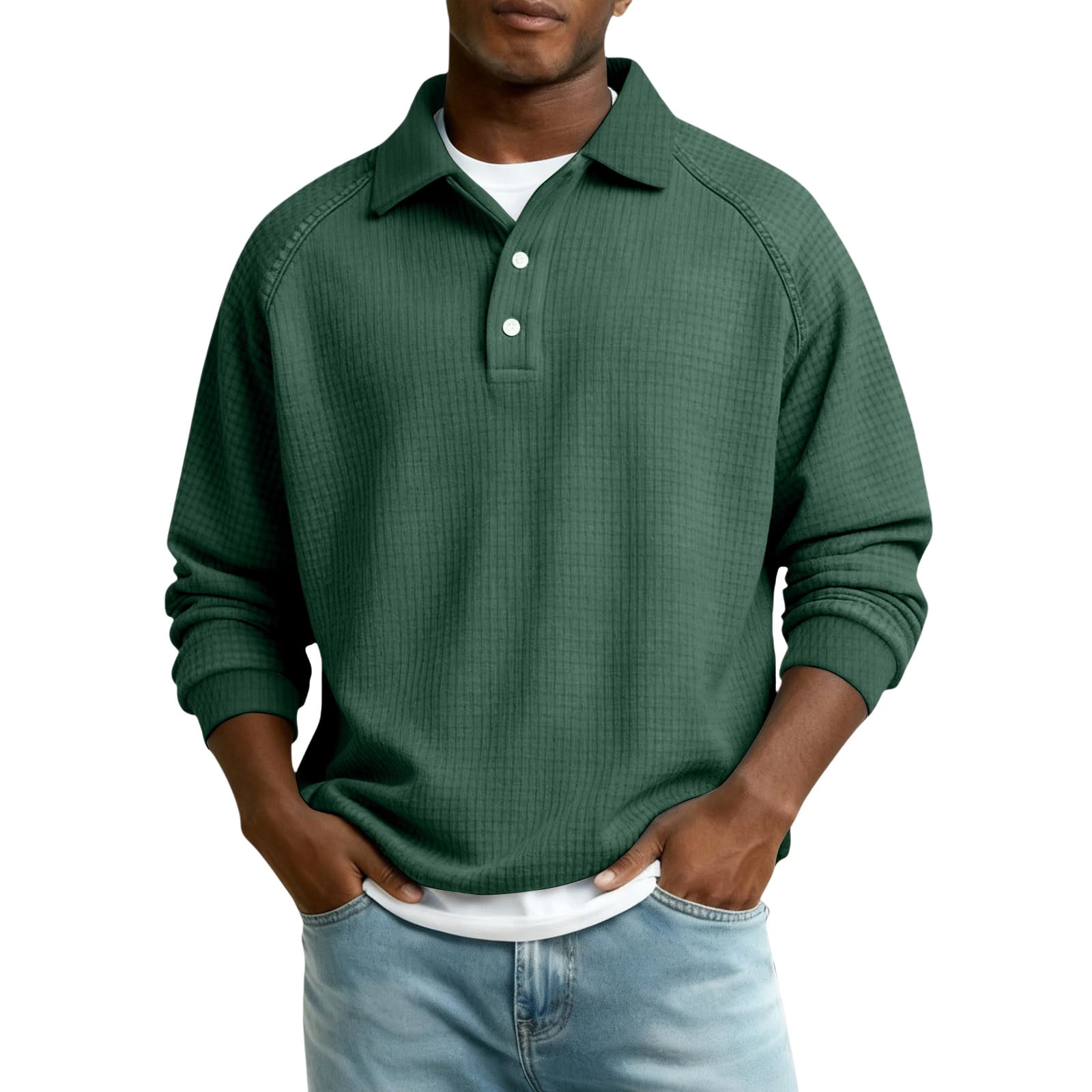 Breezora Long Sleeve Shirt for Men Ribbed Texture Midweight Waffle Knit ...