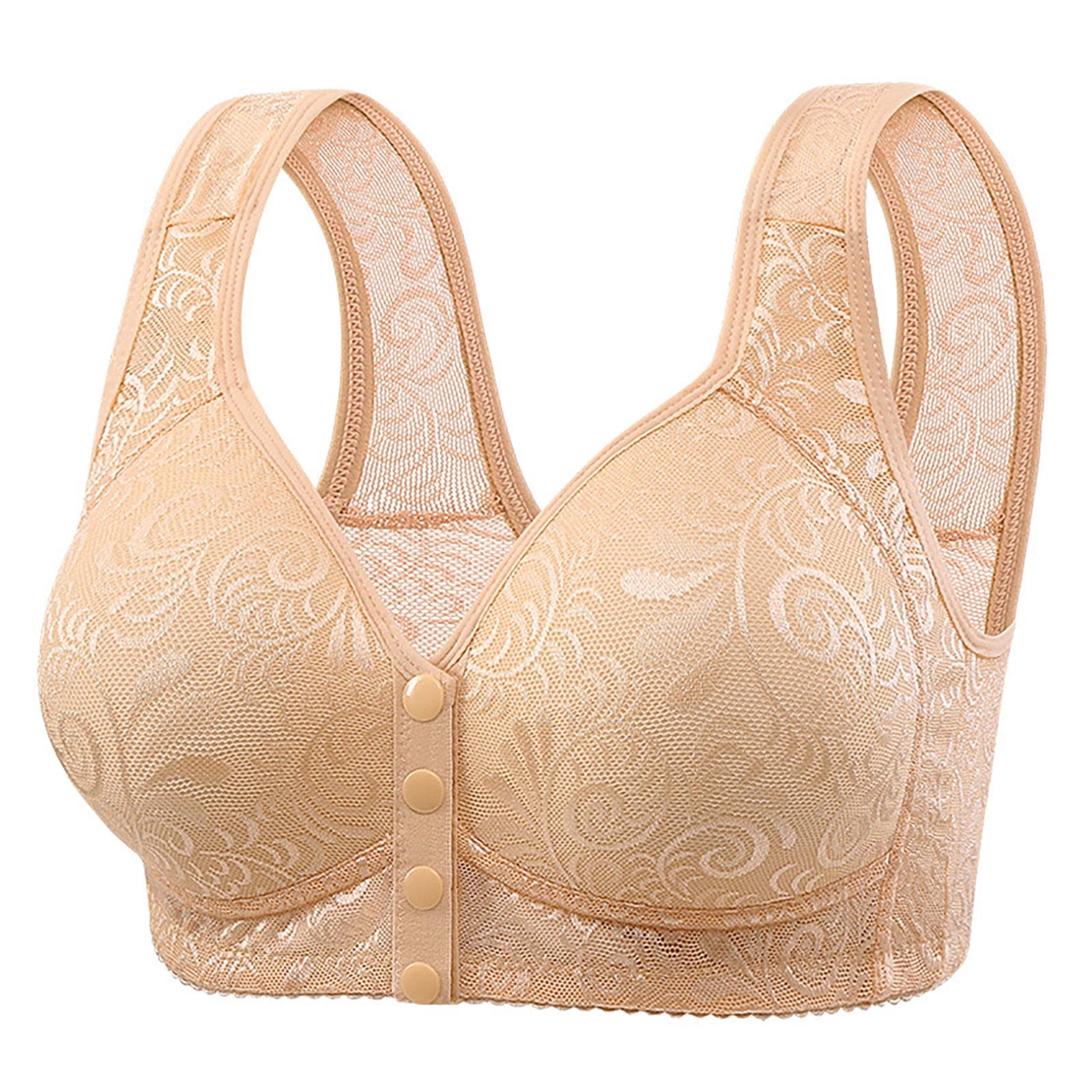 Breezora Mature Women Plus Size Front Close Bra Wireless Lightly Padded ...