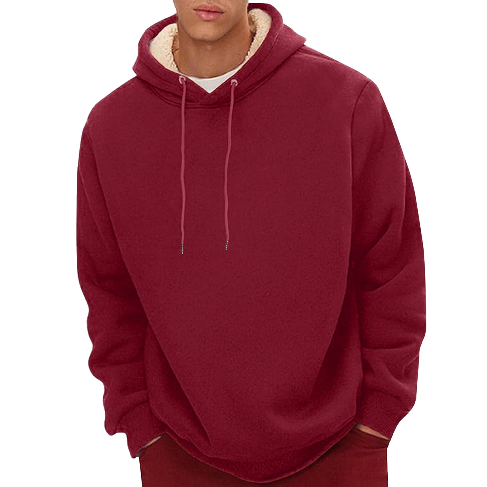 Breezora Men's Pullover Hoodie Plus Velvet Thickened for Warmth Casual ...