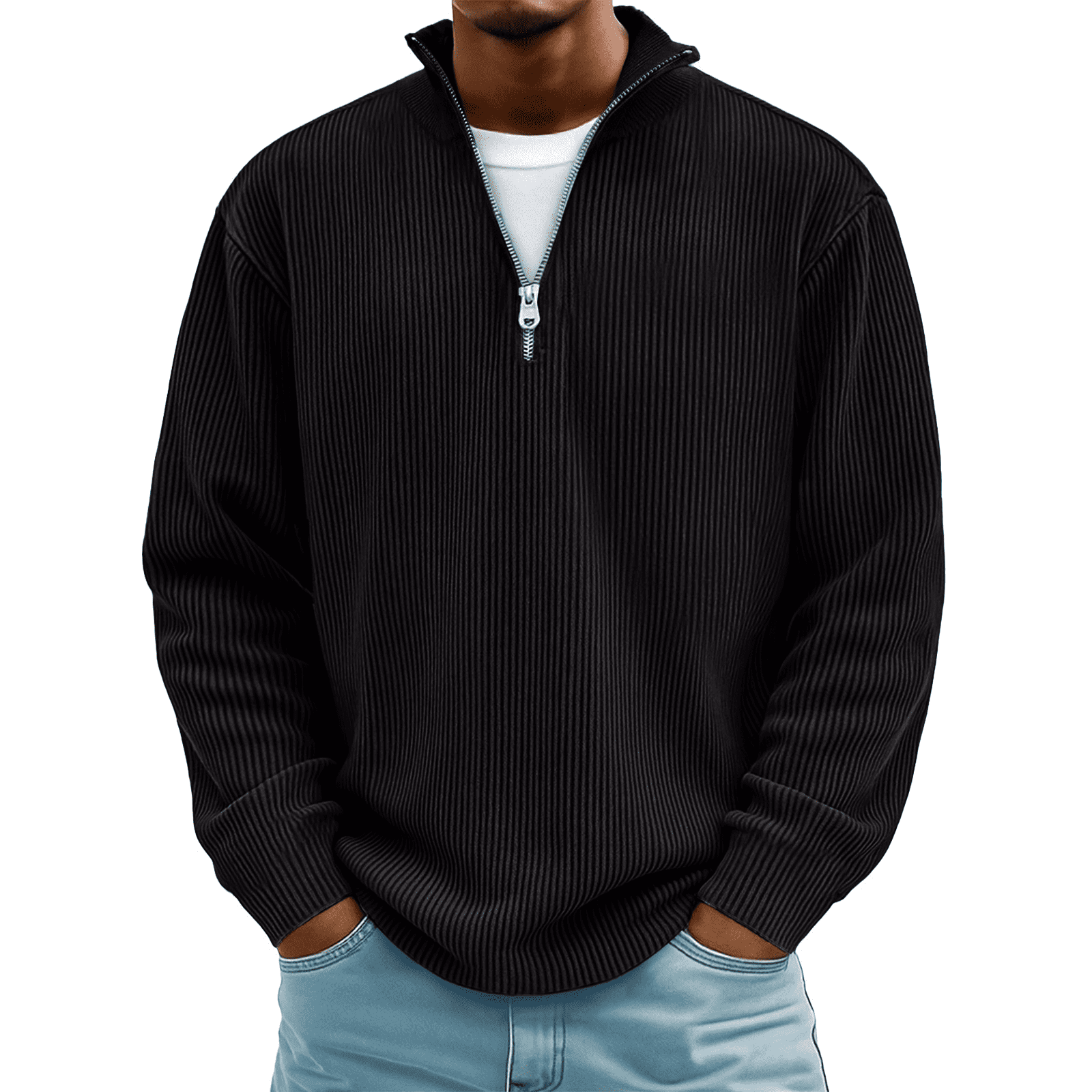 Breezora Men's Quarter Zip Mock Neck Sweatshirt Lightweight Long Sleeve ...