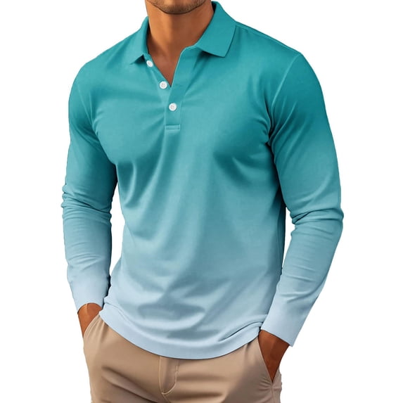 Breezora Men's Shirt Color Block Long Sleeve Casual Golf Style Top ...