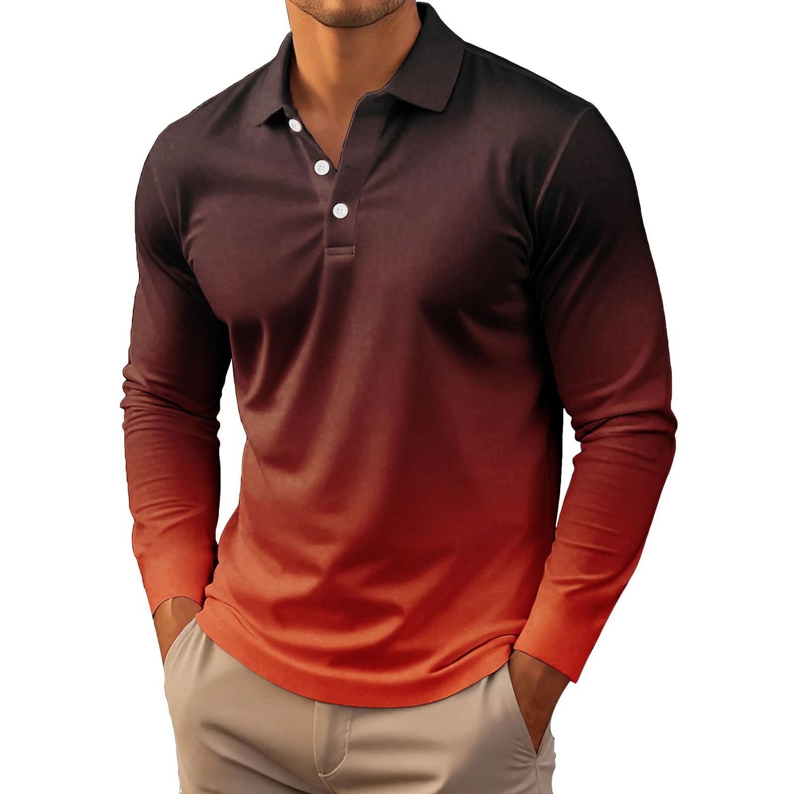 Breezora Men's Shirt Color Block Long Sleeve Casual Golf Style Top ...