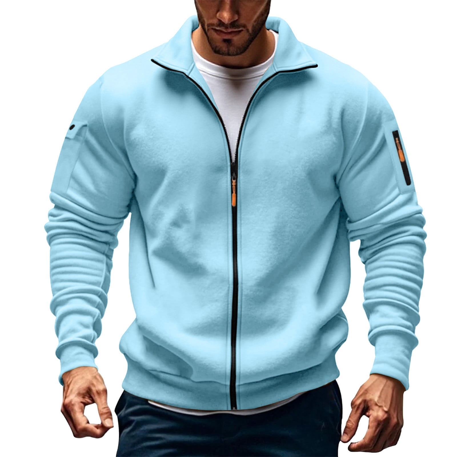 Breezora Men's Sports Full Zip Sweatshirt Coat Long Sleeve Casual ...
