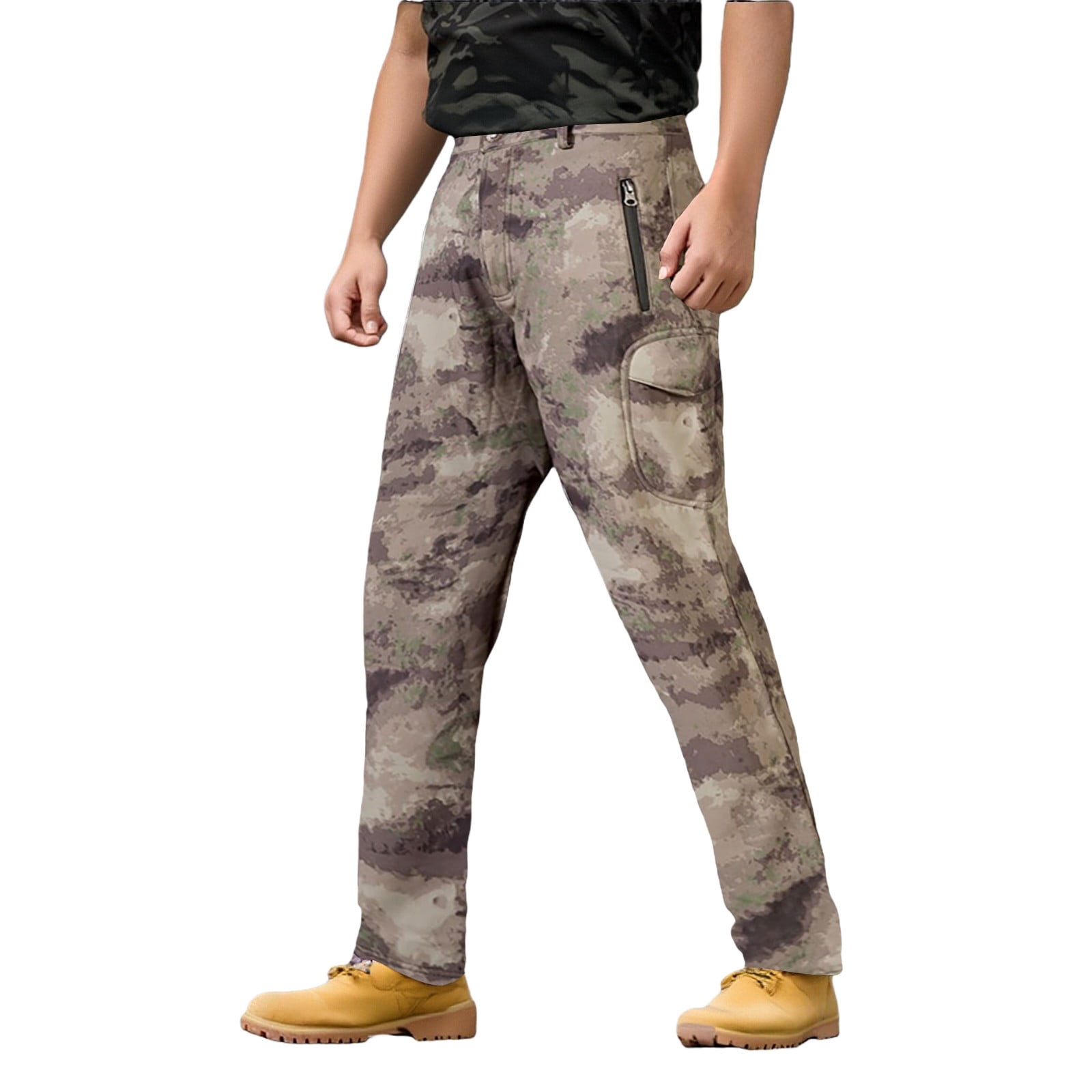 Breezora Mens Winter Work Pants Fleece Lined Thermal Ripstop Cargo ...