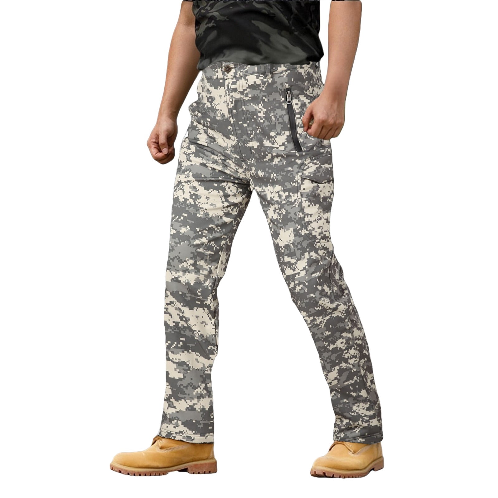 Breezora Mens Winter Work Pants Fleece Lined Thermal Ripstop Cargo ...