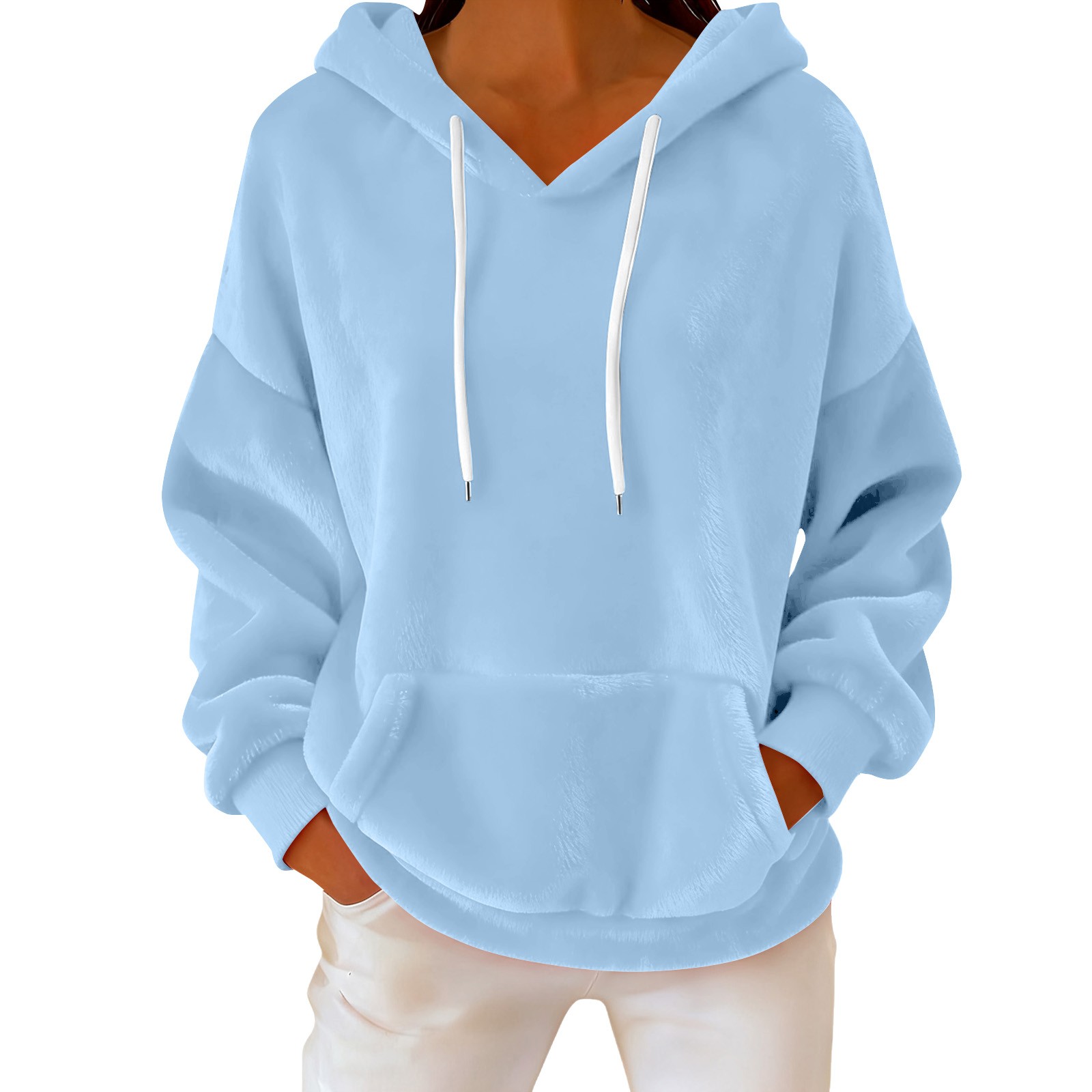 Breezora Oversized Fleece Hoodie For Women Loungewear Warm Pullover ...
