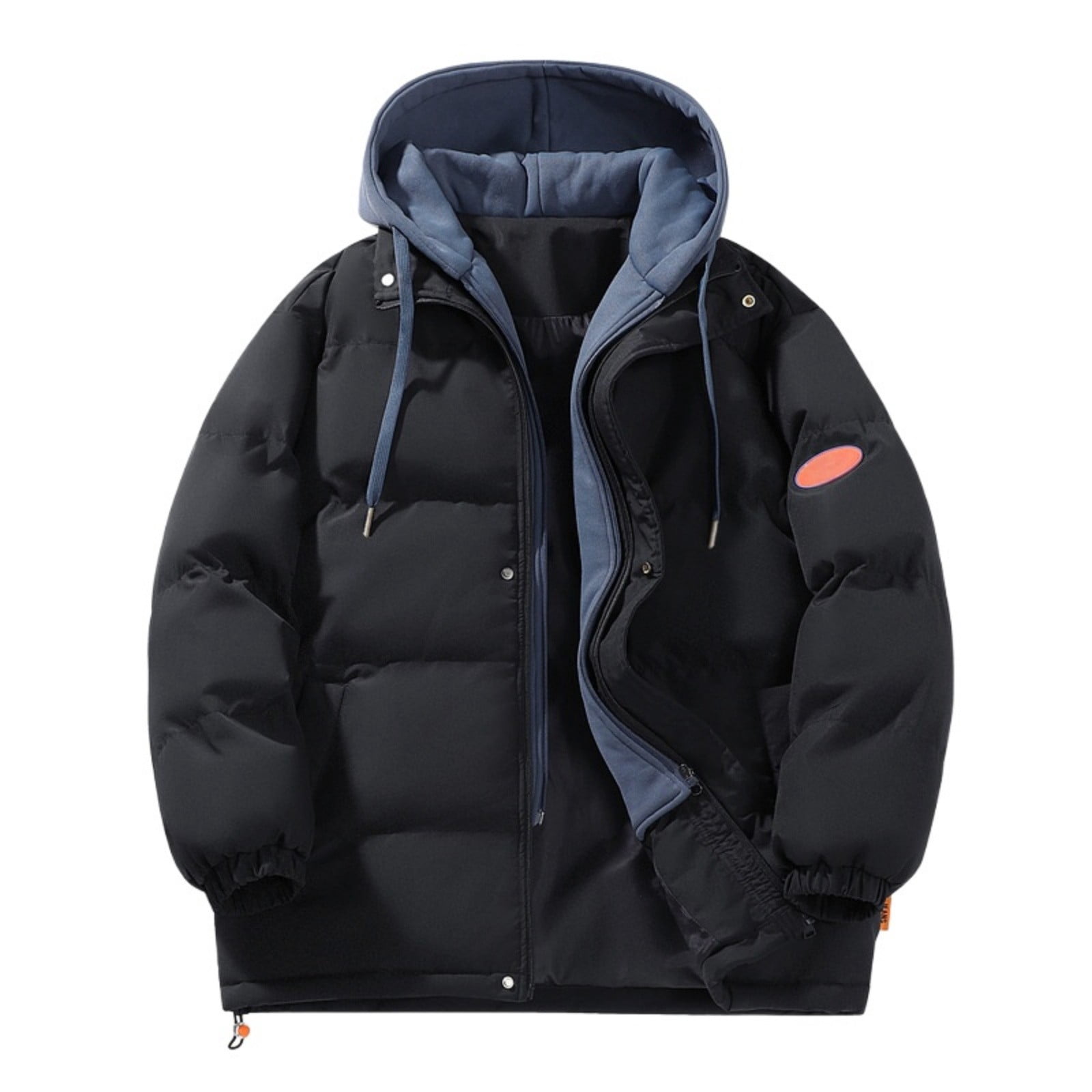 Breezora Oversized Hooded Patchwork Puffer Coat Women Quilted Zip Up ...
