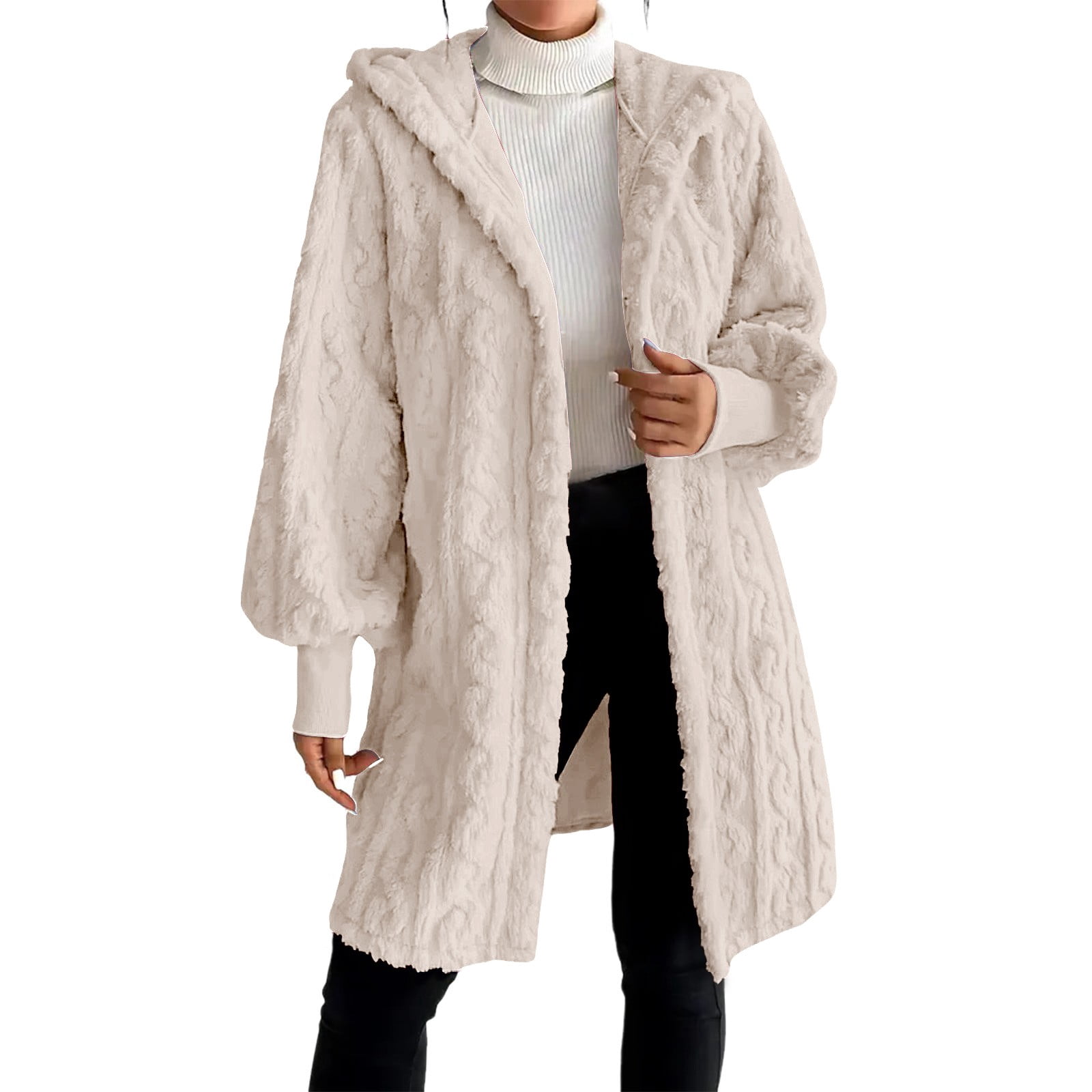 Breezora Oversized Teddy Jacket for Women Cozy Fuzzy Long Coat with ...