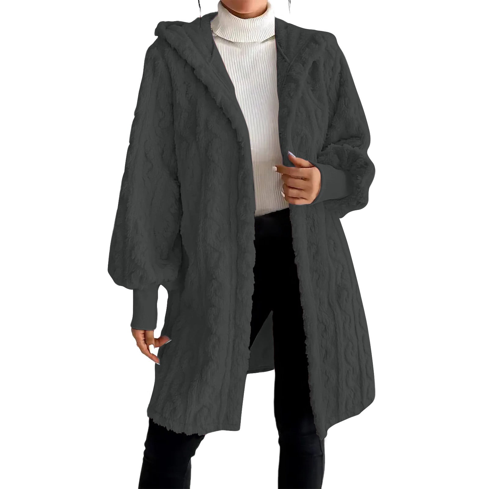 Breezora Oversized Teddy Jacket for Women Cozy Fuzzy Long Coat with ...