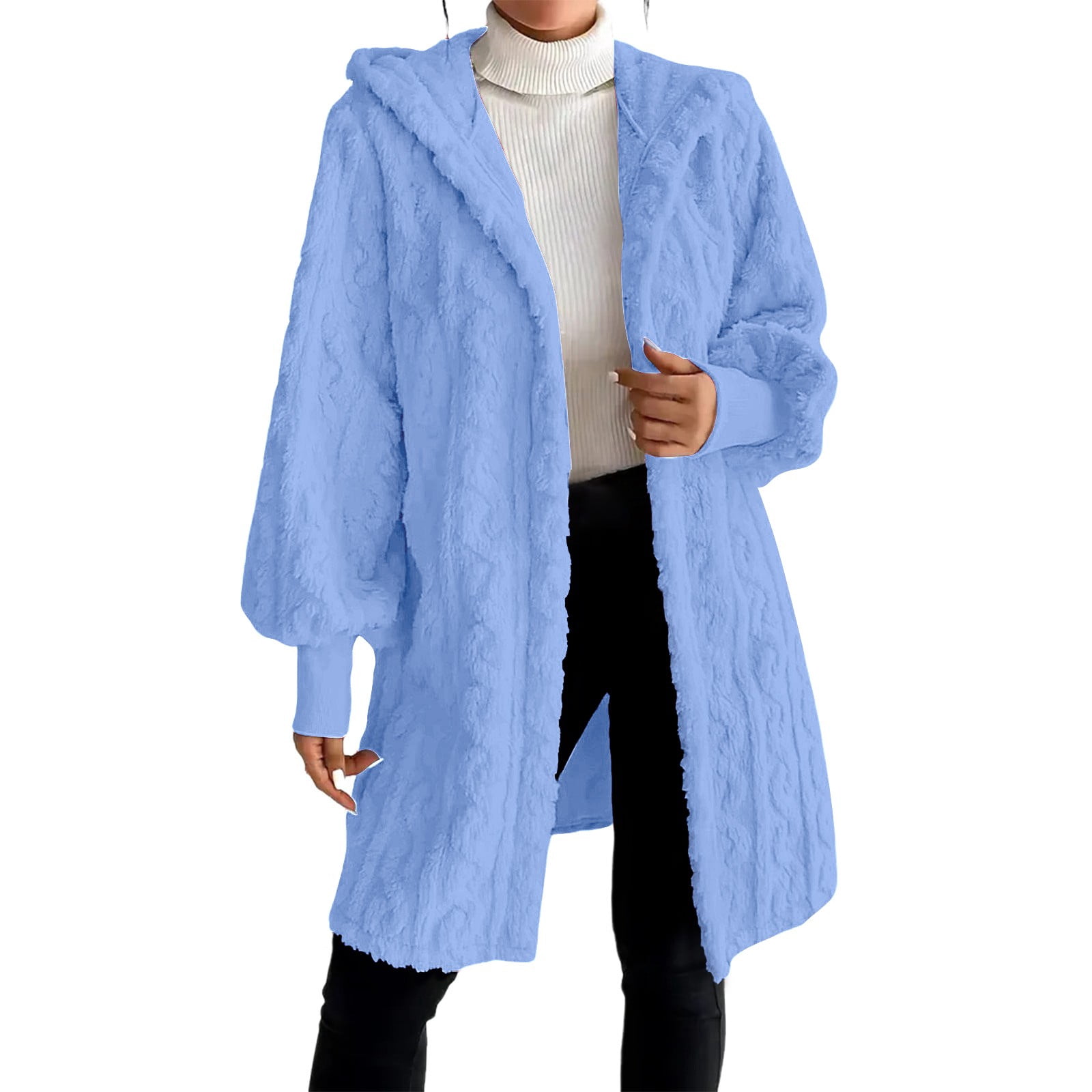 Breezora Oversized Teddy Jacket for Women Cozy Fuzzy Long Coat with ...